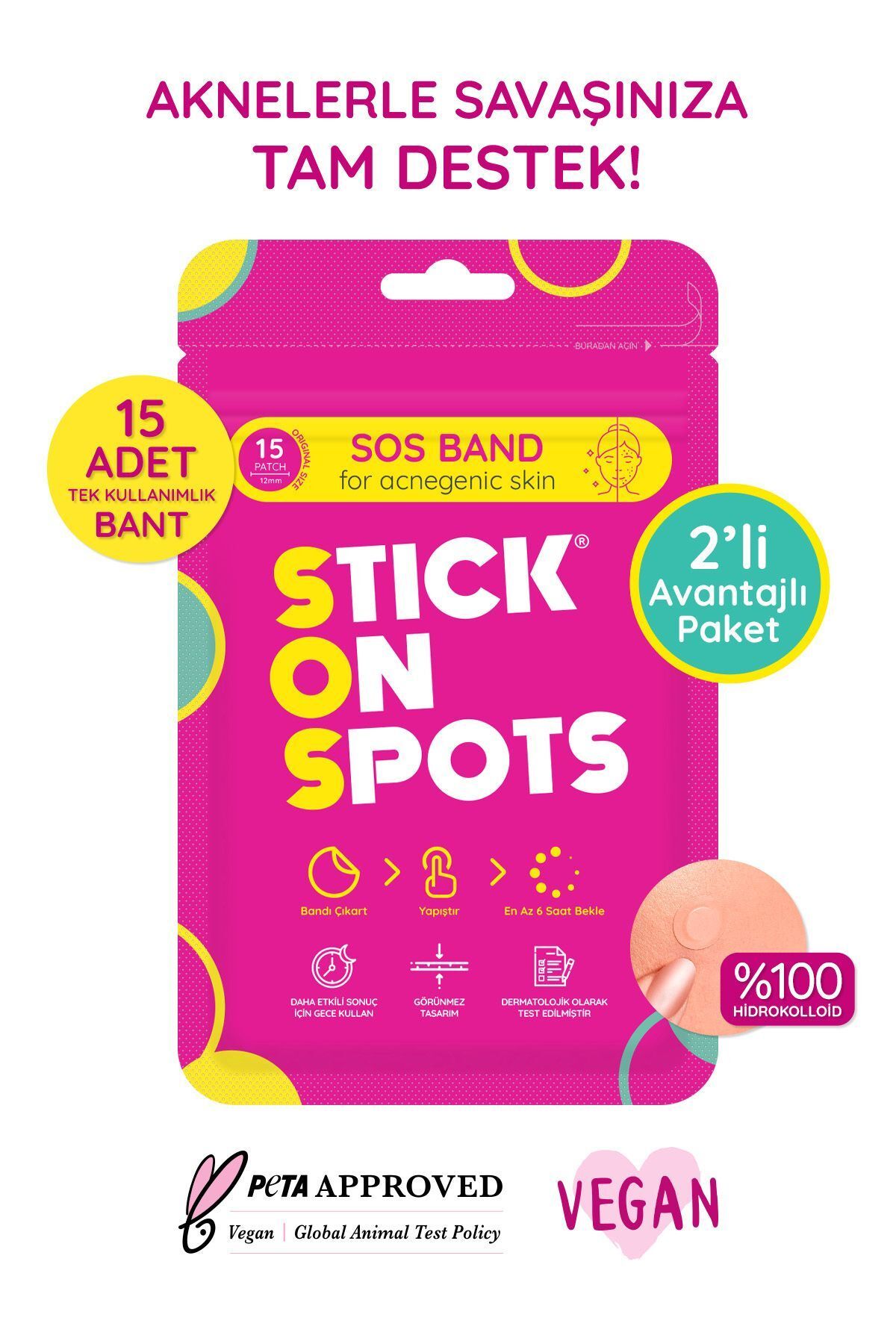 Stick On Spots Sos Band - 15 Adet Sivilce/akne Patch X2 Sos Bant ...