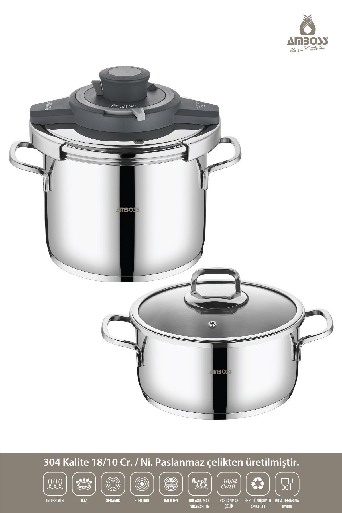 Amboss Ocean 4-6 Litre Matik Düdüklü Tencere Seti (GRİ) - Fiyatı, Yorumları