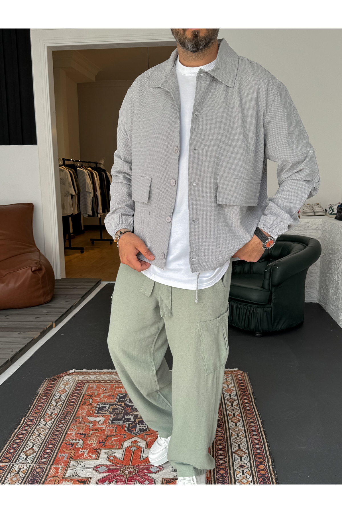 BYBASICMAN Gri Çift Cepli Gofre Kumaş Ceket G-5409Fiyatı, Yorumları ...