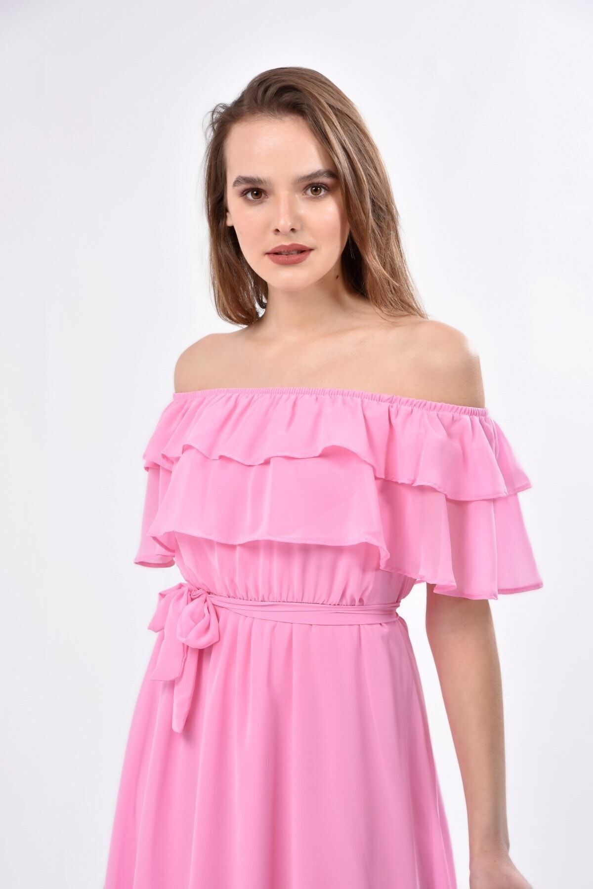 Genel Markalar Carmen Yaka Şifon Elbise Fiyatı, Yorumları - Trendyol