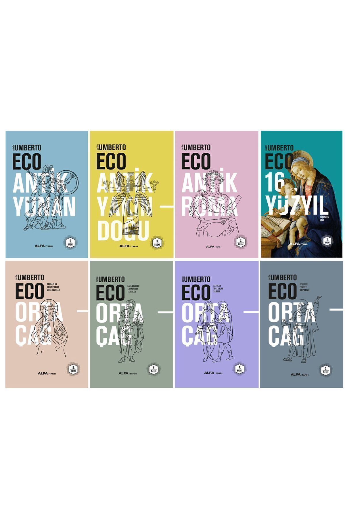 Alfa Yayınları Umberto Eco Tamamı Ciltli 8 Kitap Set / Ortaçağ+Antik ...