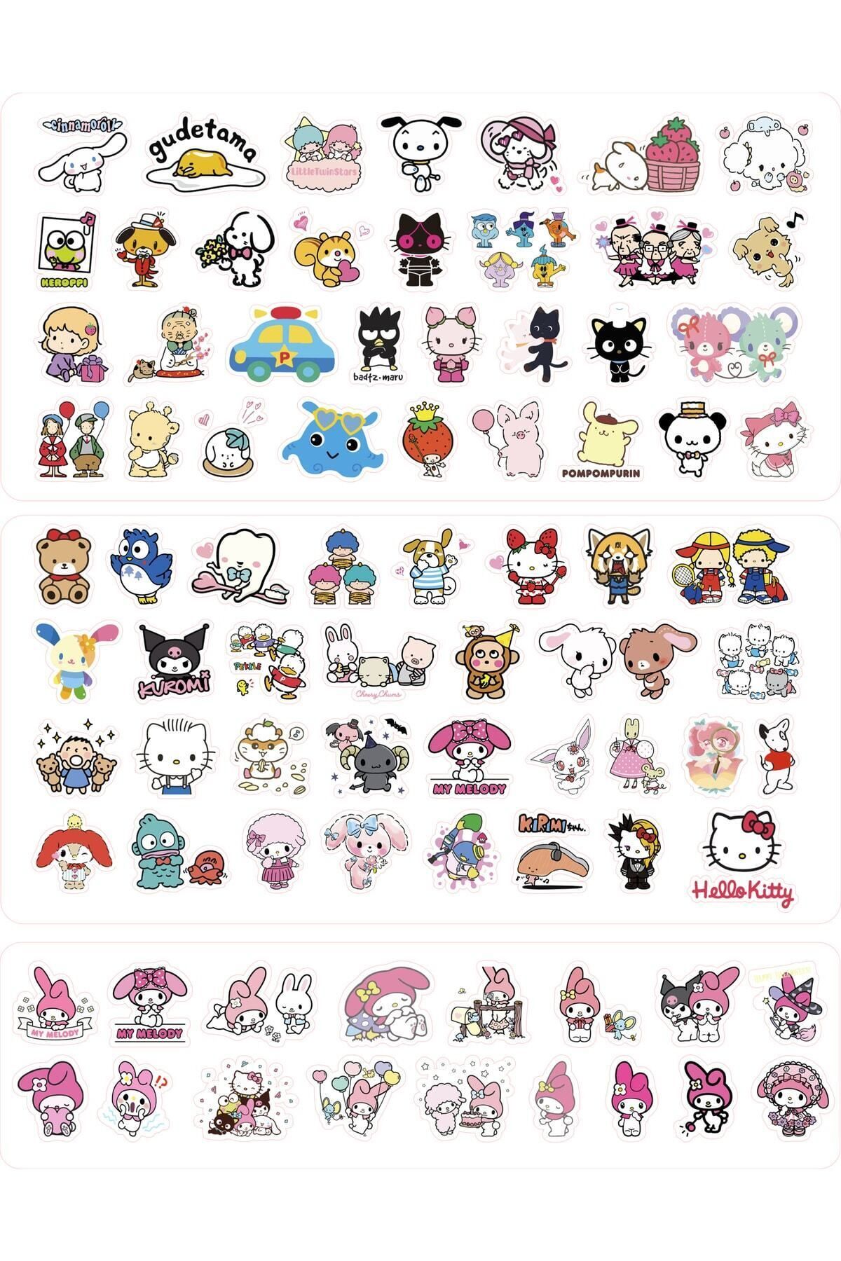 Ceres Studio Sanrio Kuromi Hello Kitty My Melody Sticker Etiket Set 3 Sayfa 81 Adet Etiket ...