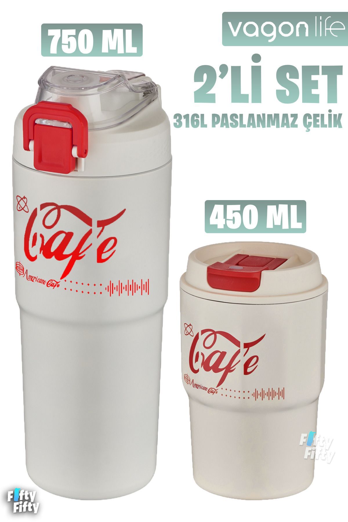 Vagonlife 2'li Çelik Termos-kahve Bardağı Seti 750ml Çift Kullanım ... Vagonlife 2'li Çelik Termos-kahve Bardağı Seti 750ml Çift Kullanım ...