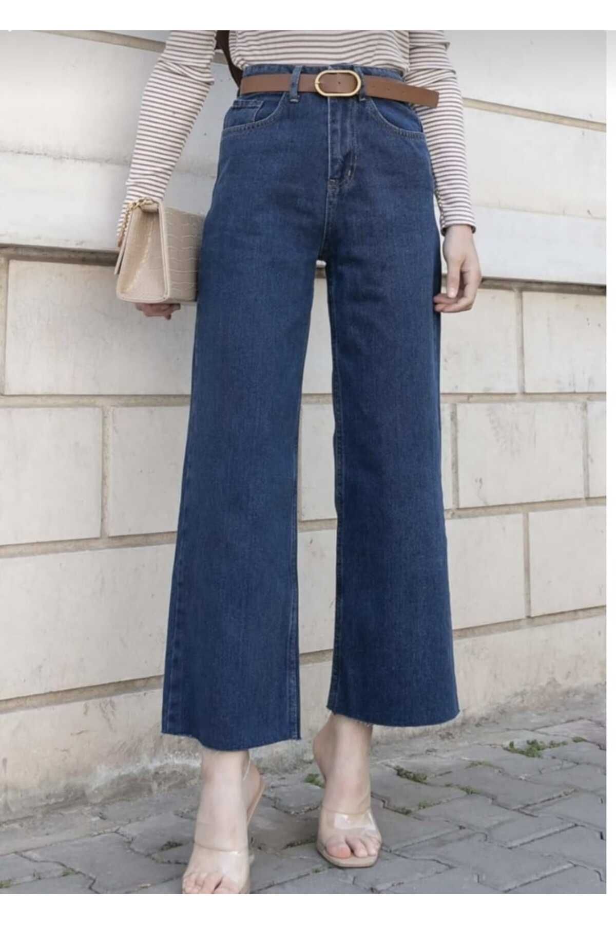 moda camiya KADIN Yüksek Bel Pantolon Wide Leg Jeans Palazzo BİLEK ...