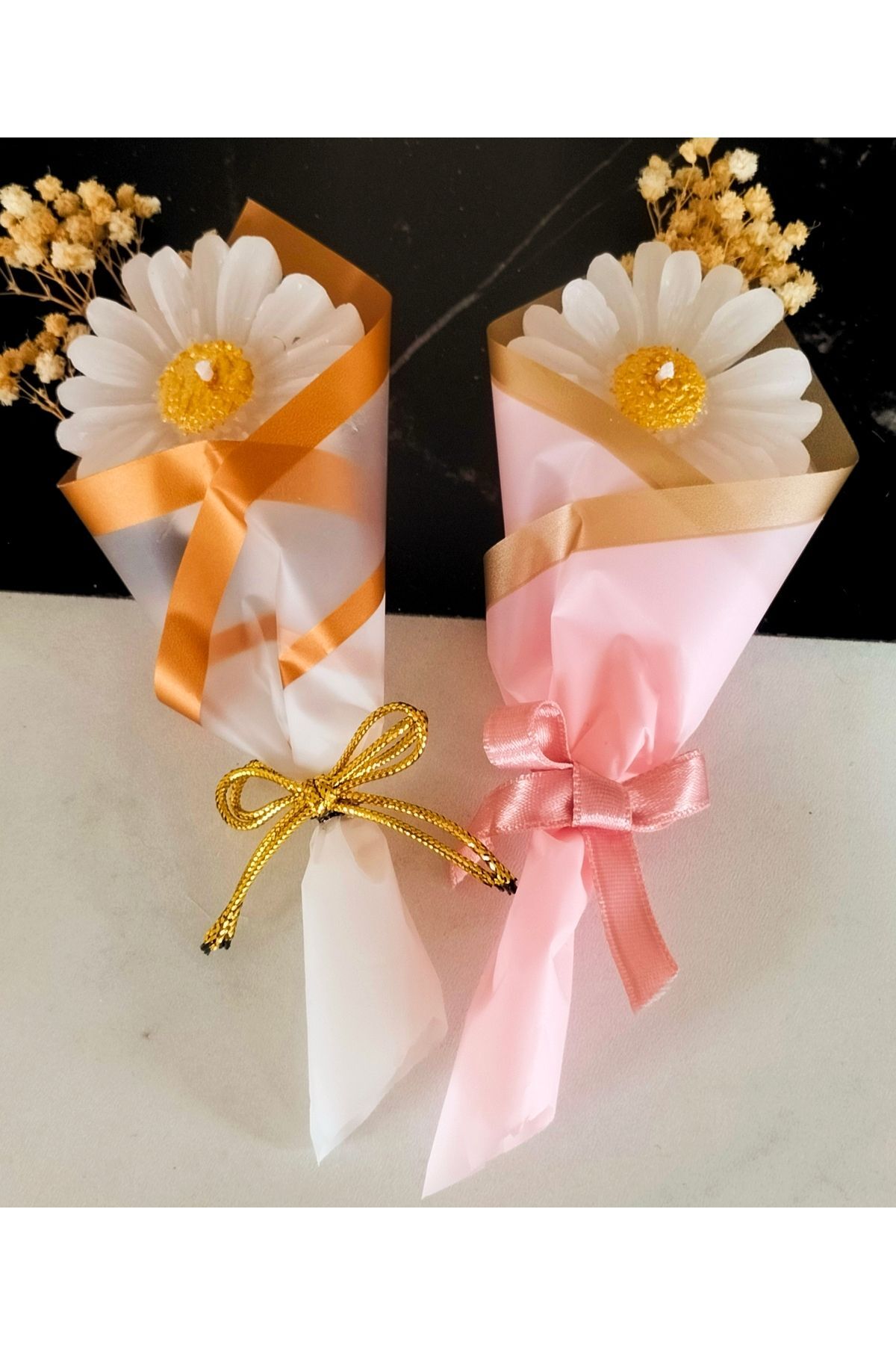Minidesign Atölye Nikah Nişan Kına Bebek Şekeri Papatya Mum Buketi ...