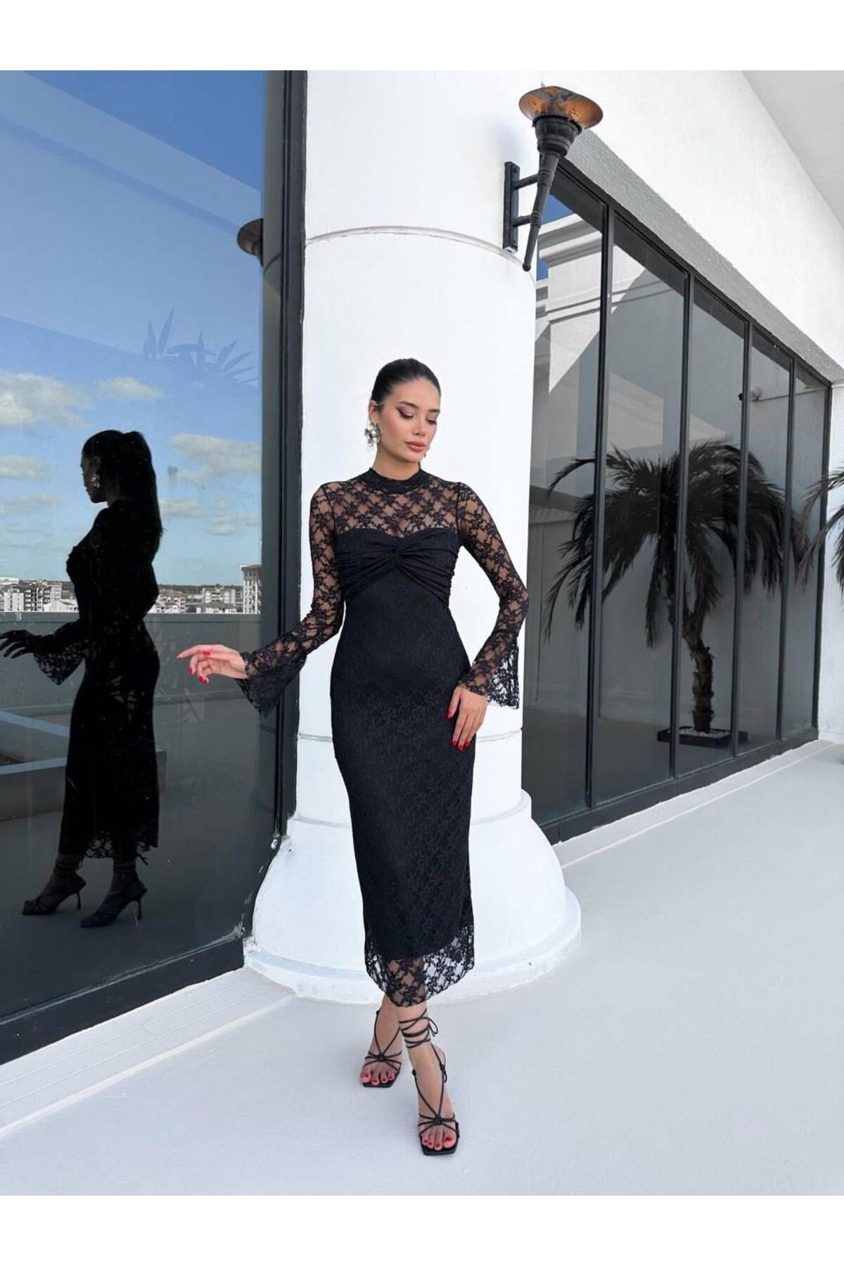 Serica Moda Dantel Detaylı Midi Elbise - Fiyatı, Yorumları