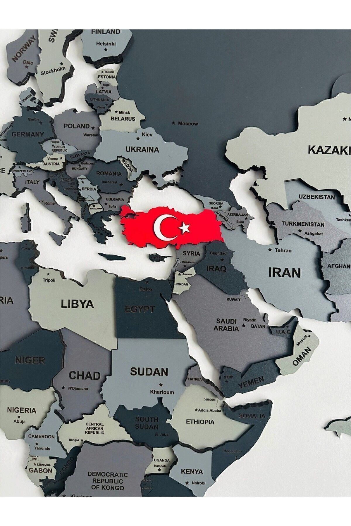 Orendart ANTRASİT AHŞAP KATMANLI DÜNYA HARİTASI 3D Fiyatı, Yorumları ...