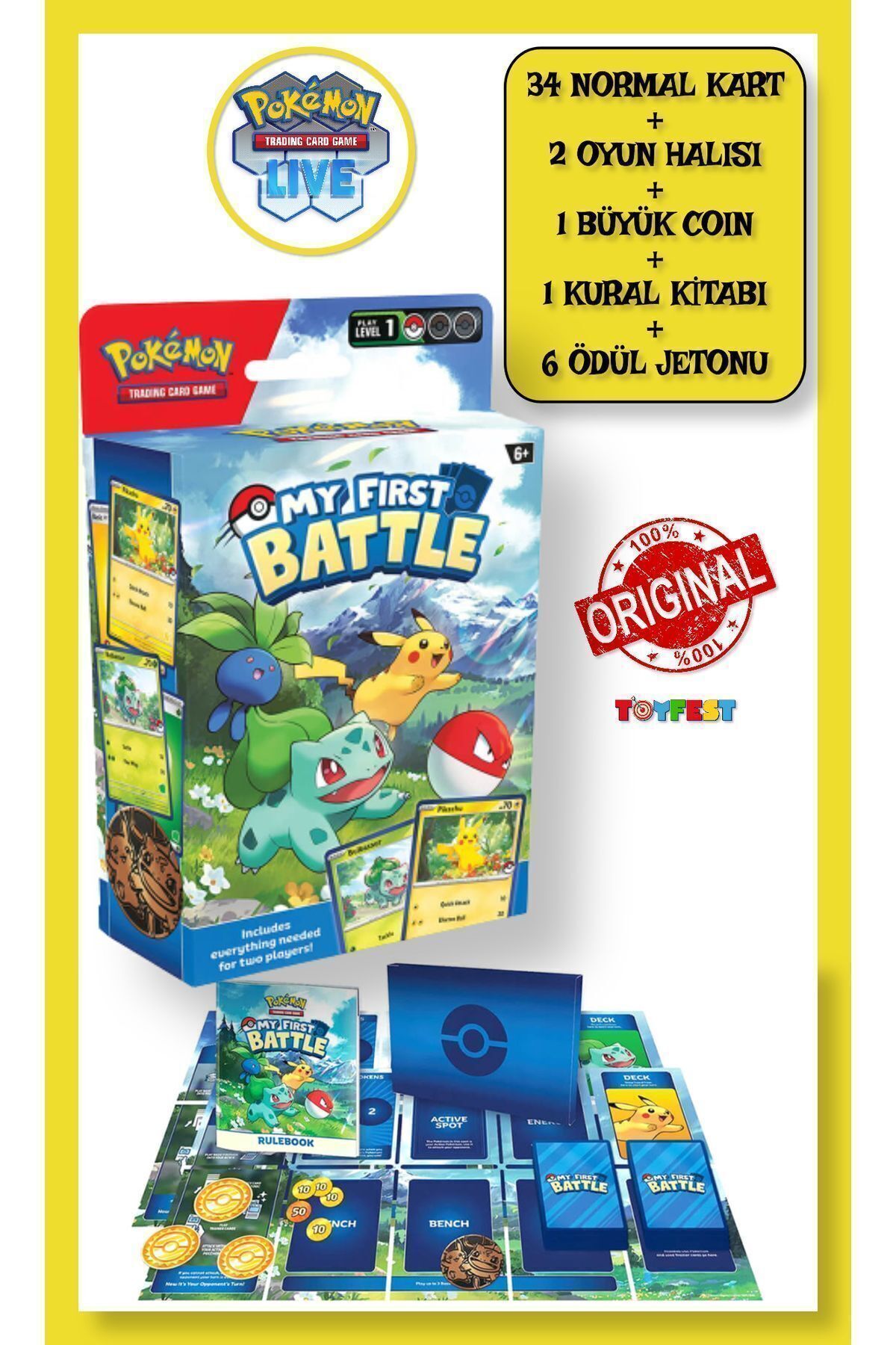 TOYFEST My First Battle Deck - Pikachu Bulbasaur - 34 Kartlık 2 Kişilik ...