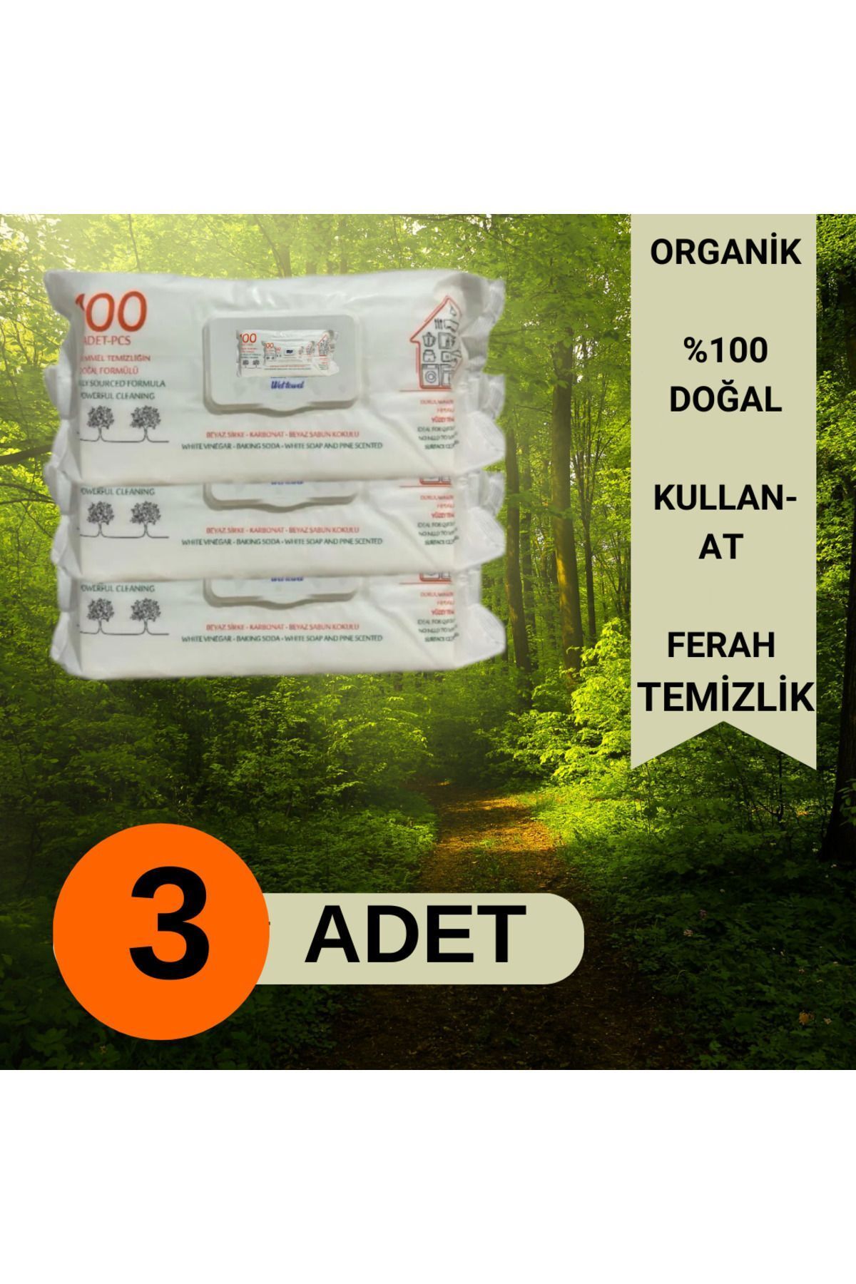 Kuzeyli 300 Yaprak-yüzey Temizlik Havlusu-3 Paket-beyaz Sabun, Beyaz Sirke Ve Karbonat ...