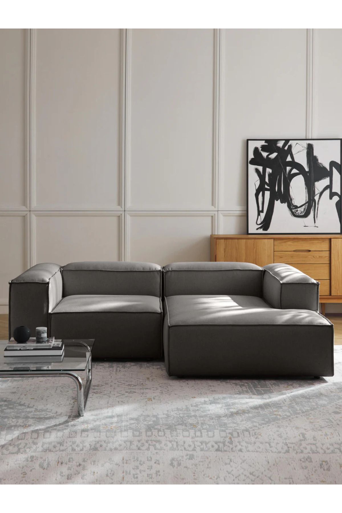 S Home Design Concept Frida 2 Modül Mini Köşe Kanepe Keten Sağ Köşe, Antrasit - Fiyatı, Yorumları