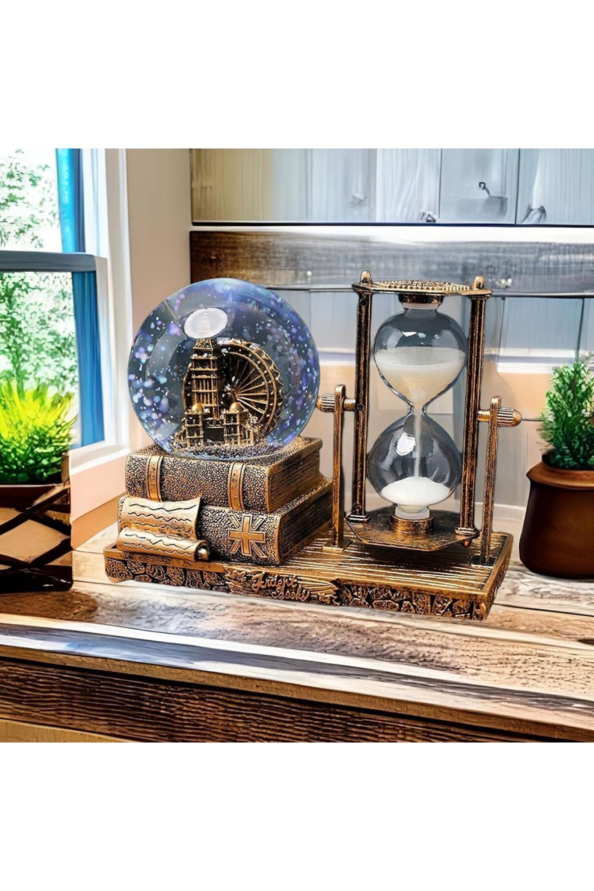 Hediye Sahibi Big Beng Saat Kulesi Işıklı Sulu Kar Küreli Kum Saati ...