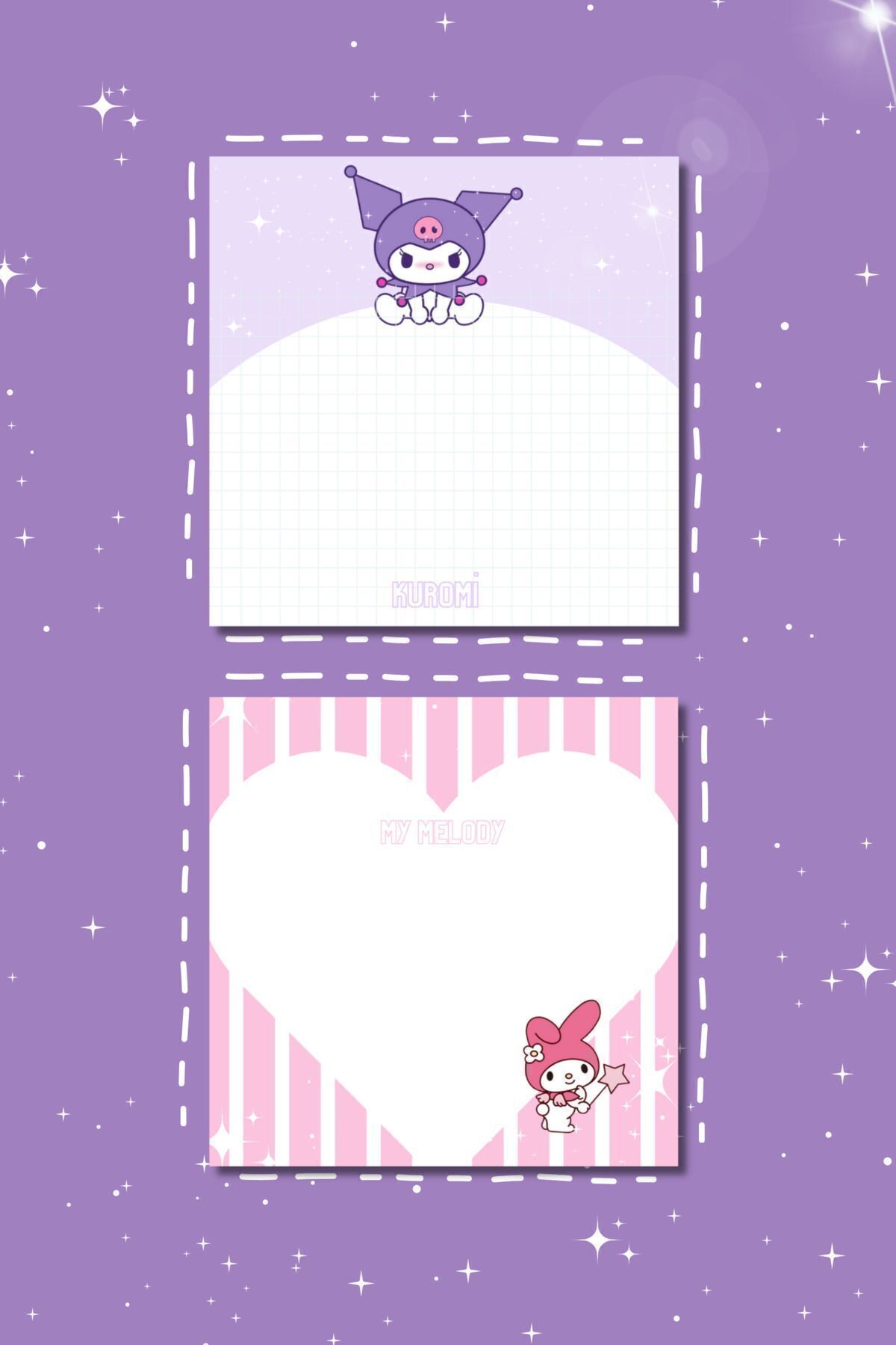 PastelSanat 2'li 10x10 cm Kuromi | My Melody Not Defteri Not Kağıdı ...