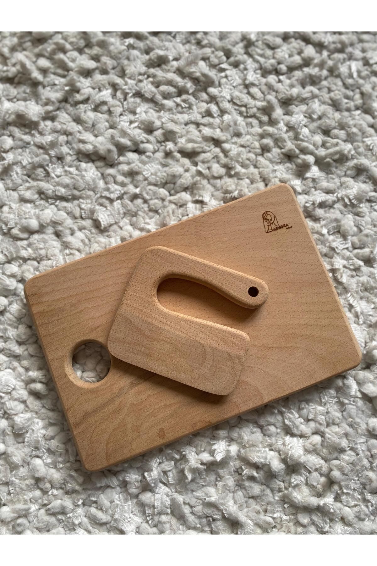 Absera Wood Güvenli Ahşap Kesme Tahtası ve Bıçağı (Montessori Eğitim ...