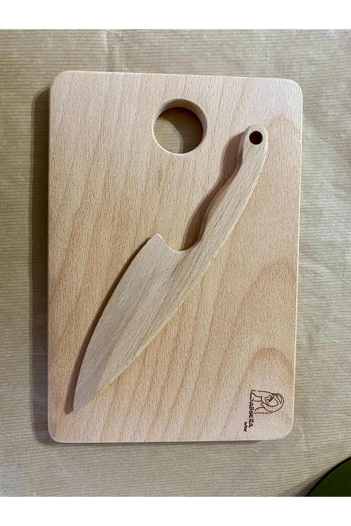 Absera Wood Güvenli Ahşap Kesme Tahtası ve Bıçağı (Montessori Eğitim ...
