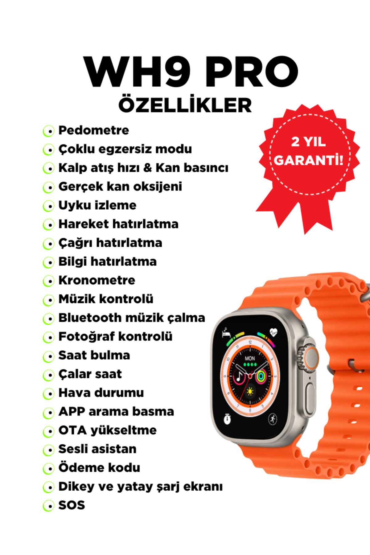 Hikıng Wh9 Akıllı Saat Kordon Hediyeli Ios Android Uyumlu Arama ...