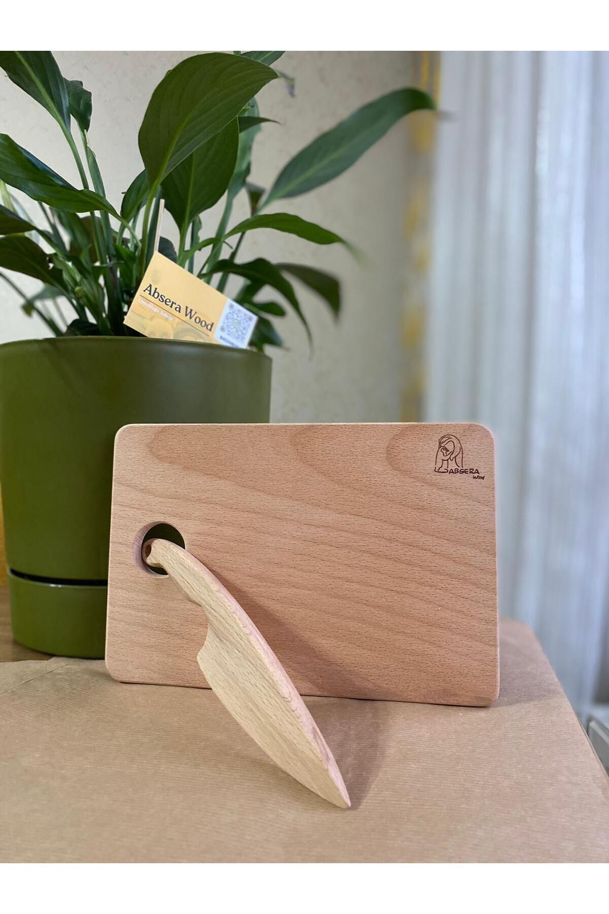 Absera Wood Güvenli Ahşap Kesme Tahtası ve Bıçağı (Montessori Eğitim ...