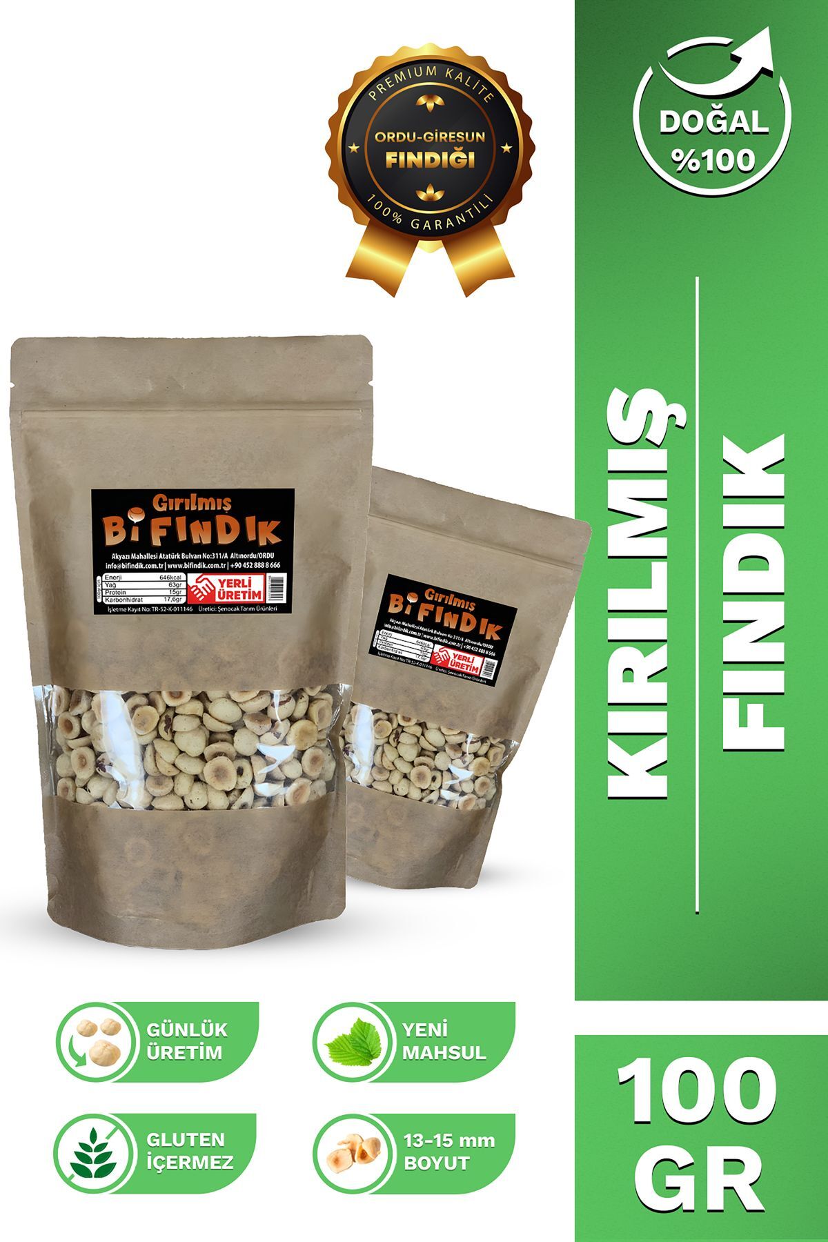 Bi Fındık 1. KALİTE NATUREL İÇ FINDIK KAVRULMUŞ KIRILMIŞ İRİ BOY DOĞAL ...