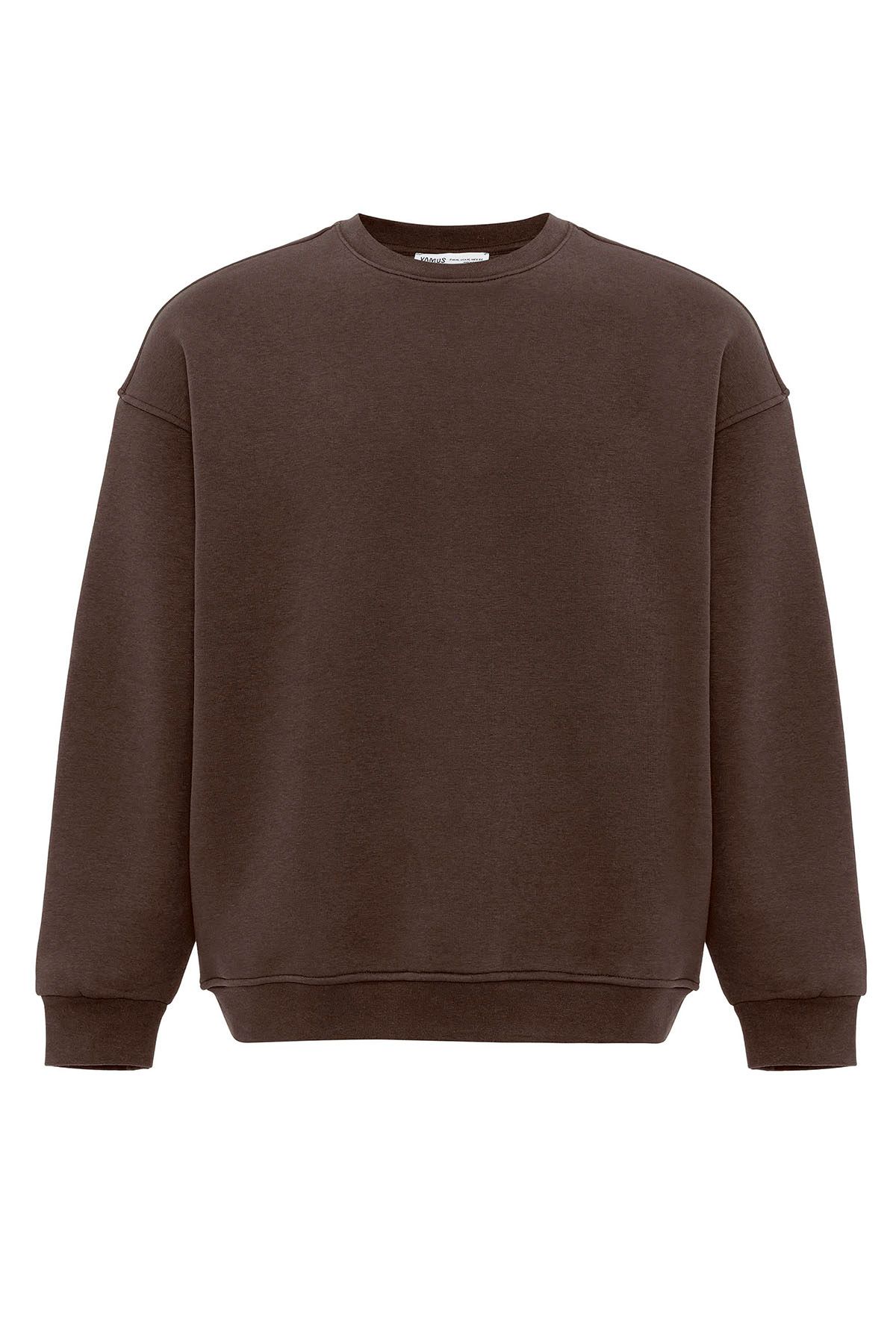 VAMOSCLO BASIC OVERSIZE BİSİKLET YAKA SWEATSHIRT KAHVE Fiyatı, Yorumları - Trendyol
