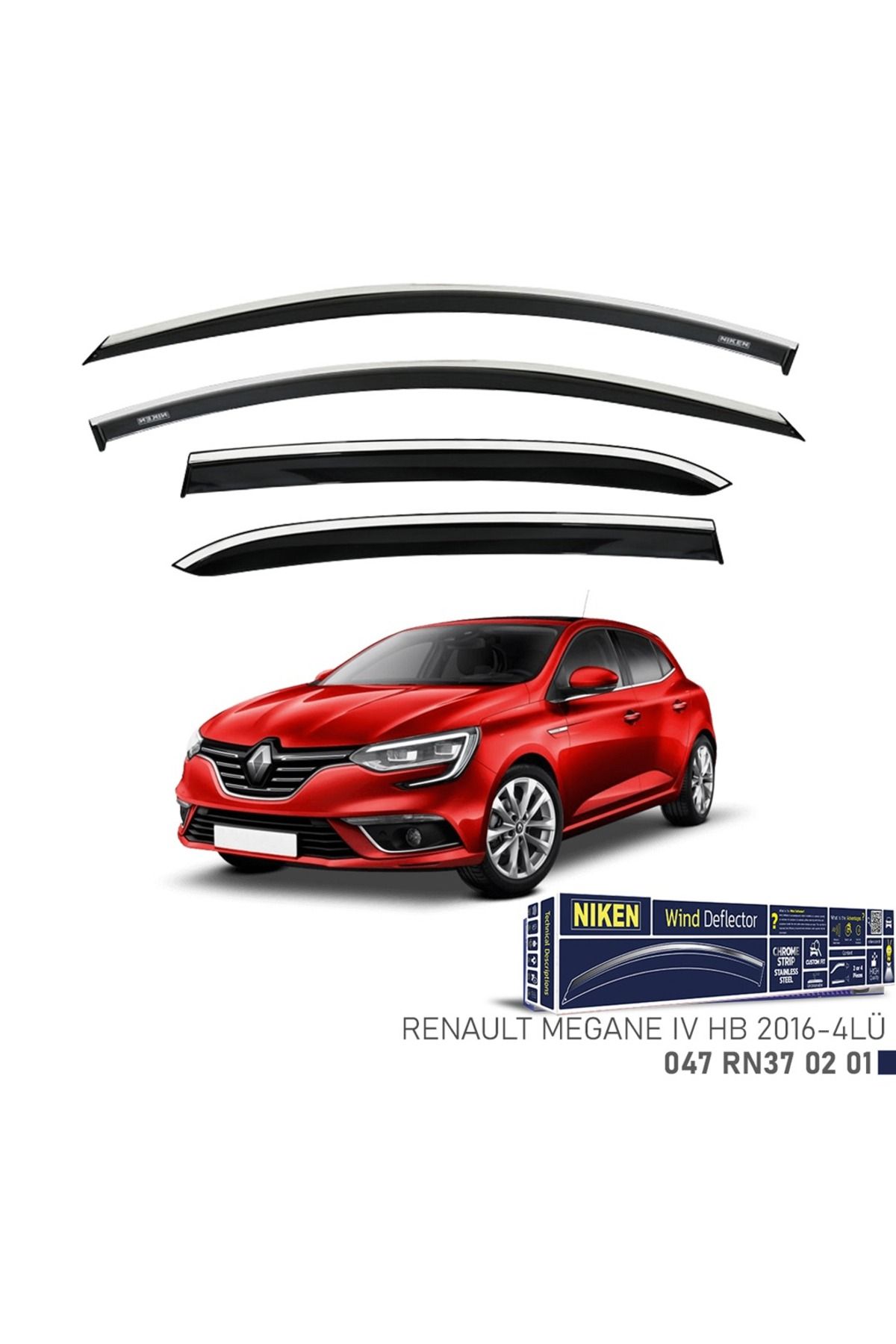 Niken Renault Megane 4 HB Kromlu Cam Rüzgarlığı 4lü Set 2016 ve Üstü ...