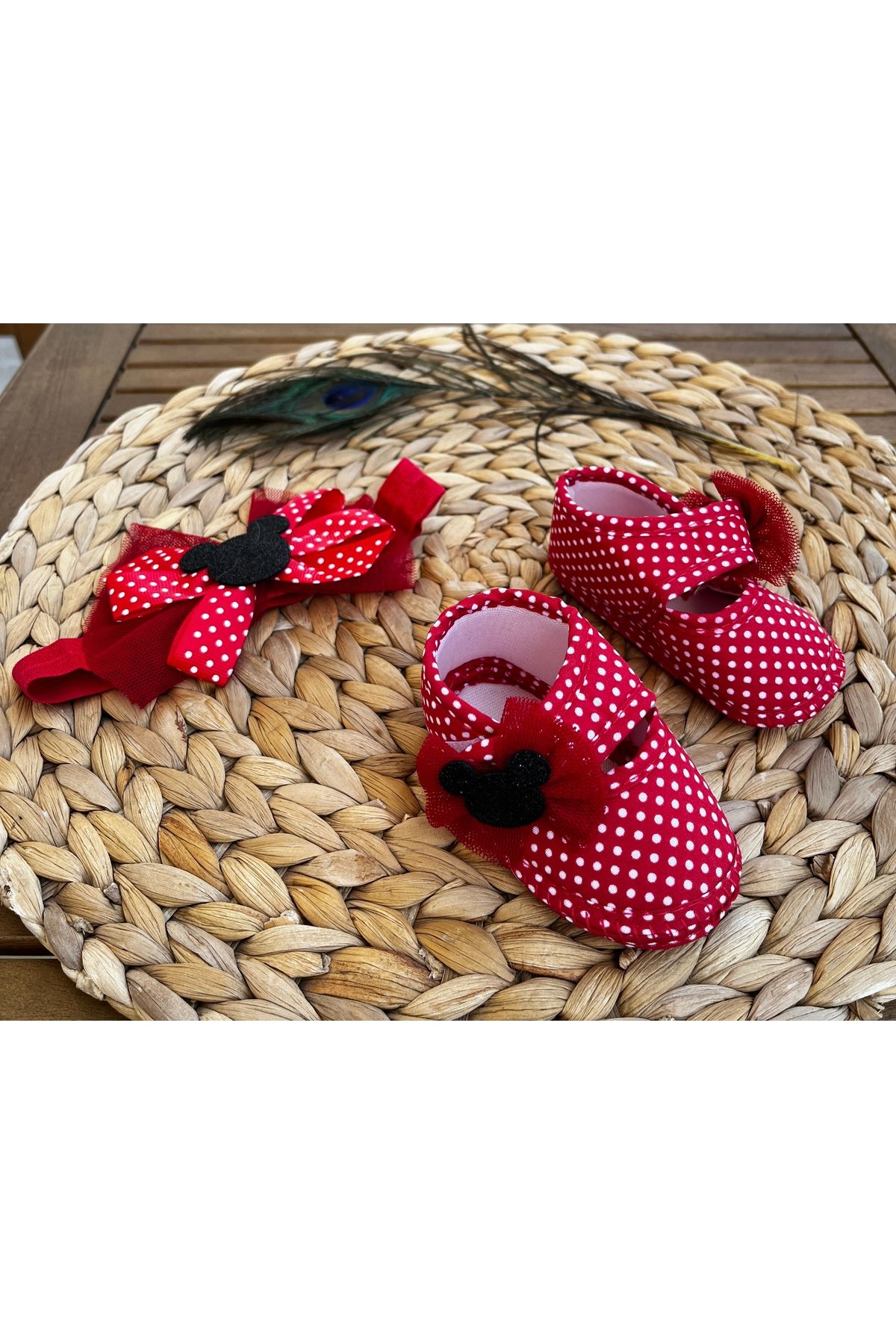 anne dokunuşu gibi KUZUM BEBE Mickey Mouse Kırmızı Puantiyeli Bandanalı ...