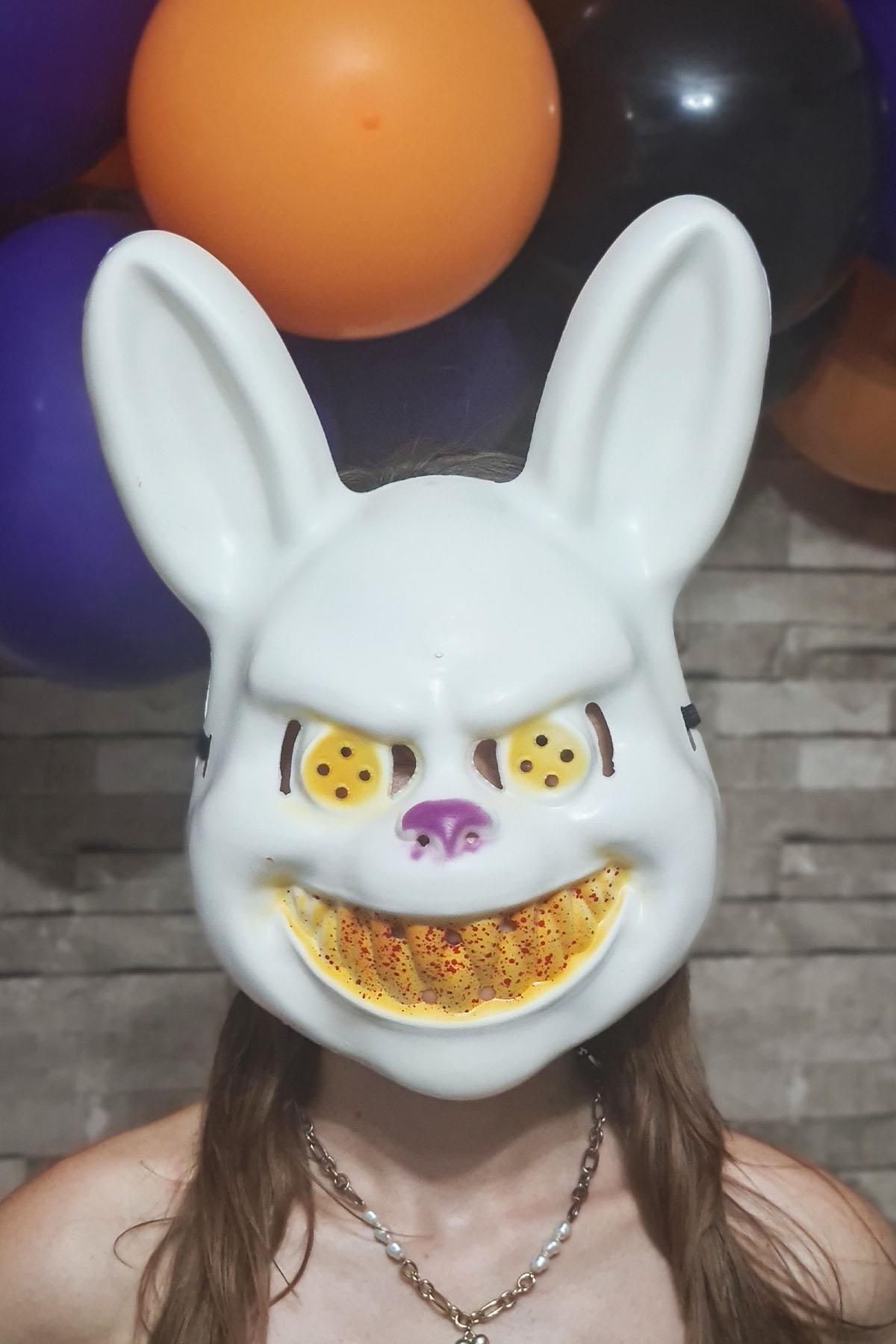 PEKSHOP White Rabbit Scary Mask - Halloween Halloween Killer Rabbit ...