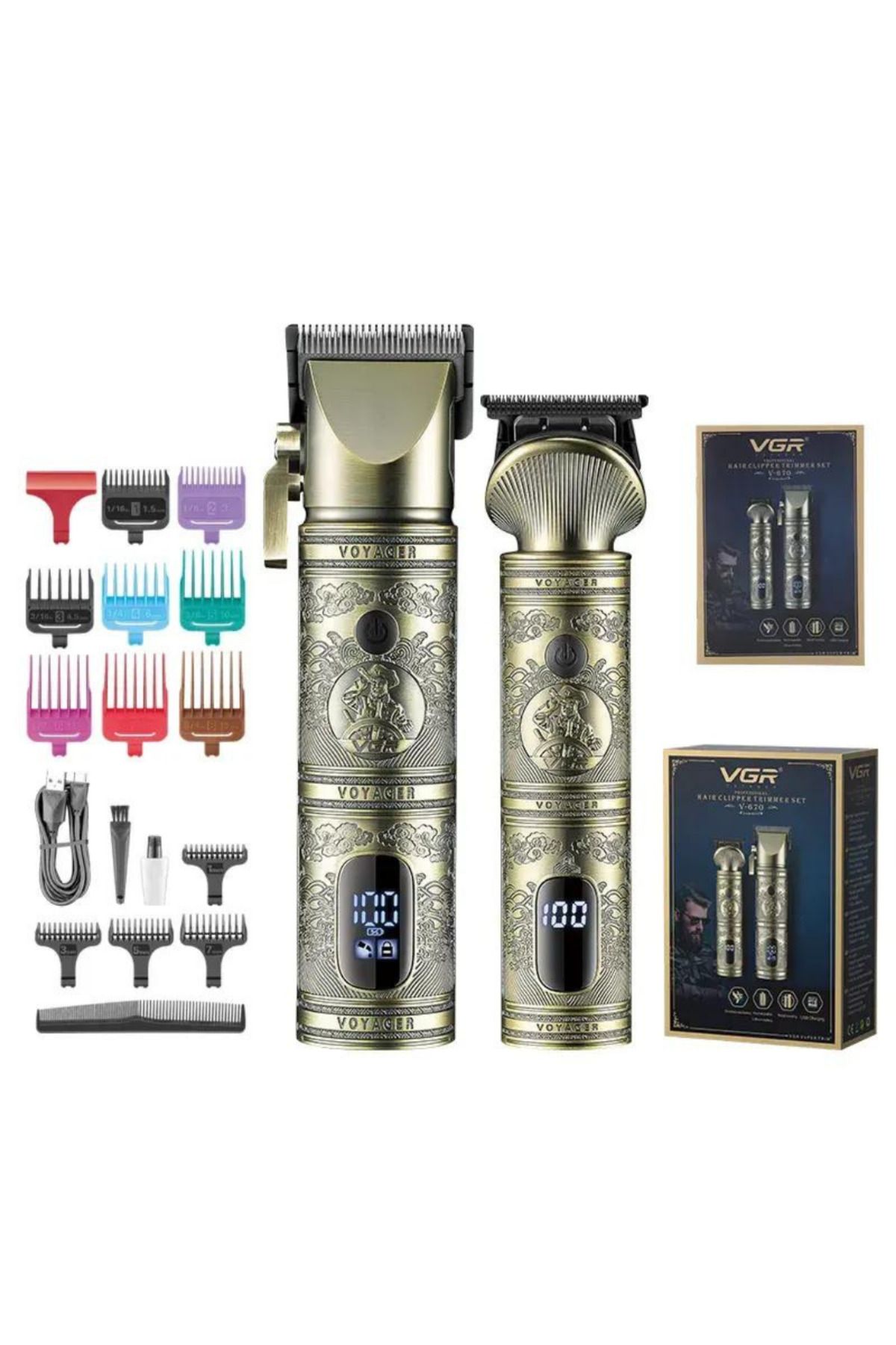 VGR V-670 Metal saç kesim makinesi profesyonel saç sakal berber seti ...