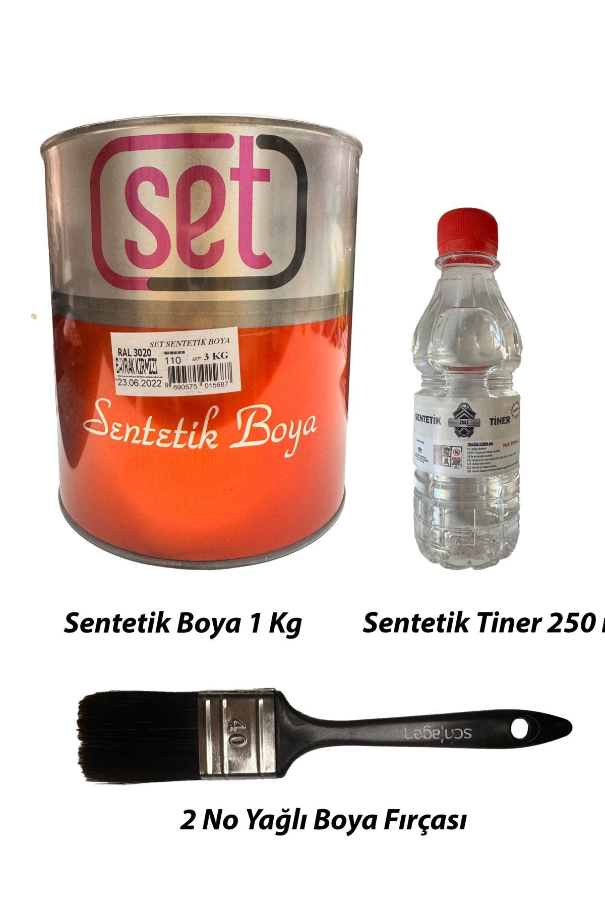 izosan SENTETİK BOYA - YAĞLI BOYA 1 KG BEYAZ (2 No Fırça ve 250 ml ...
