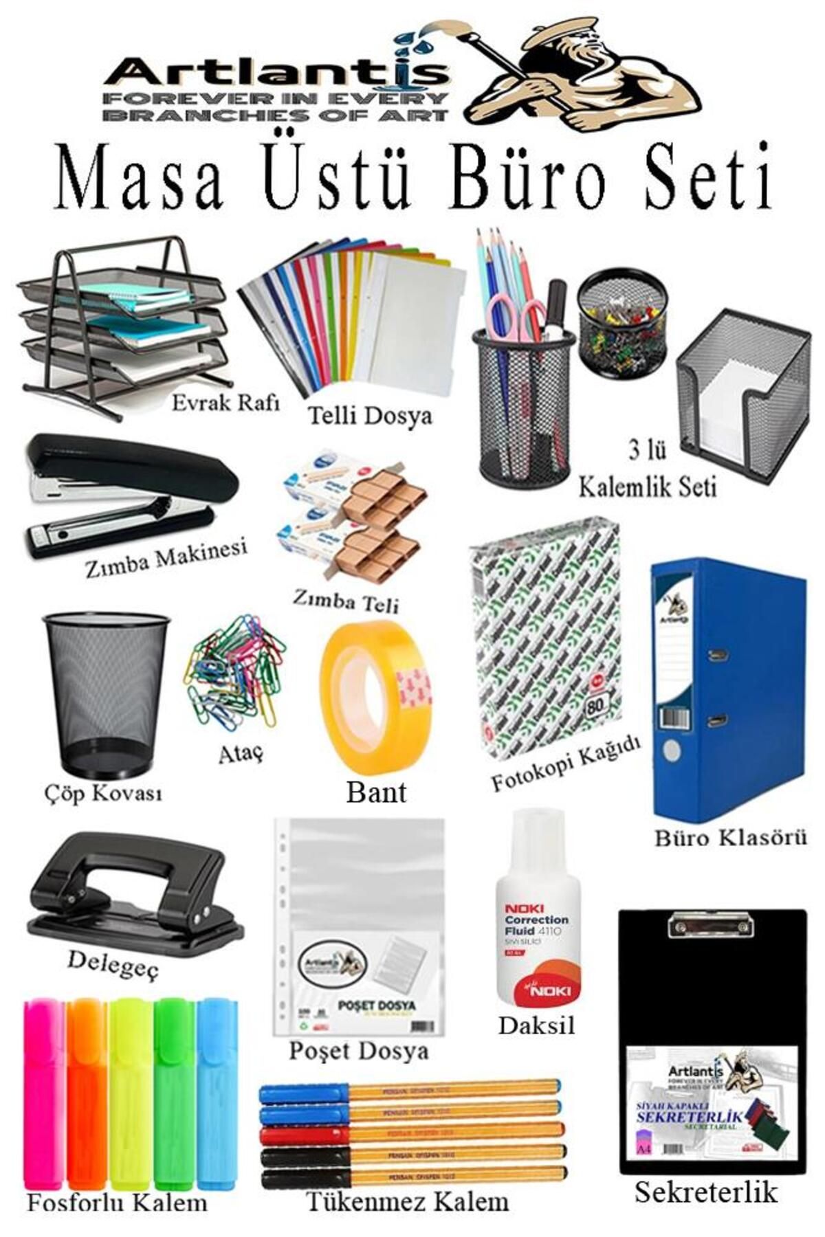 Artlantis Masa Üstü Ofis Seti 1 Paket Evrak Rafı Kalemlik Zımba ...