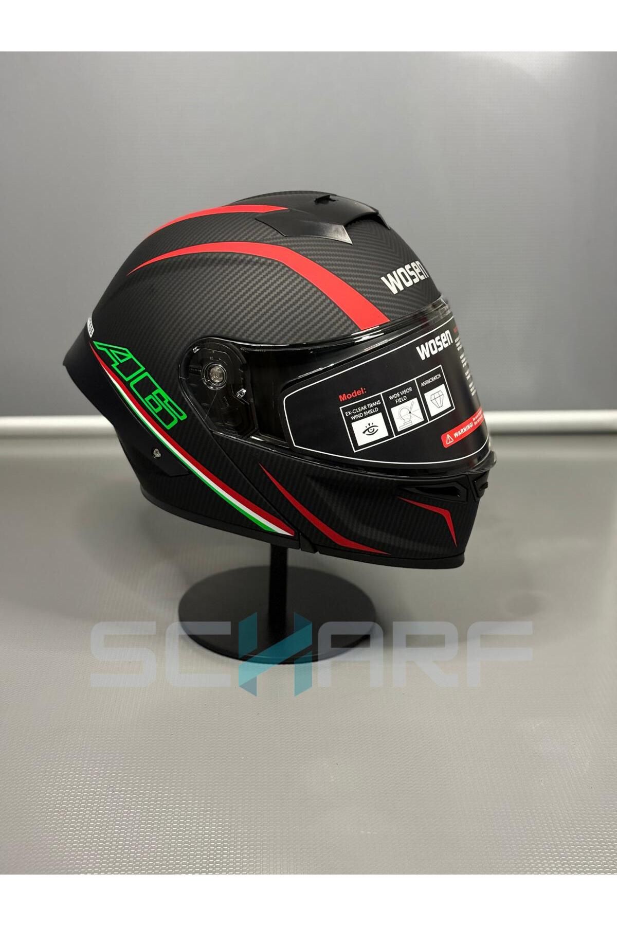 WOSEN KOPYA - Ws-202 Güneş Vizörlü Çene Açılır Kask(Siyah Vizörlü ...