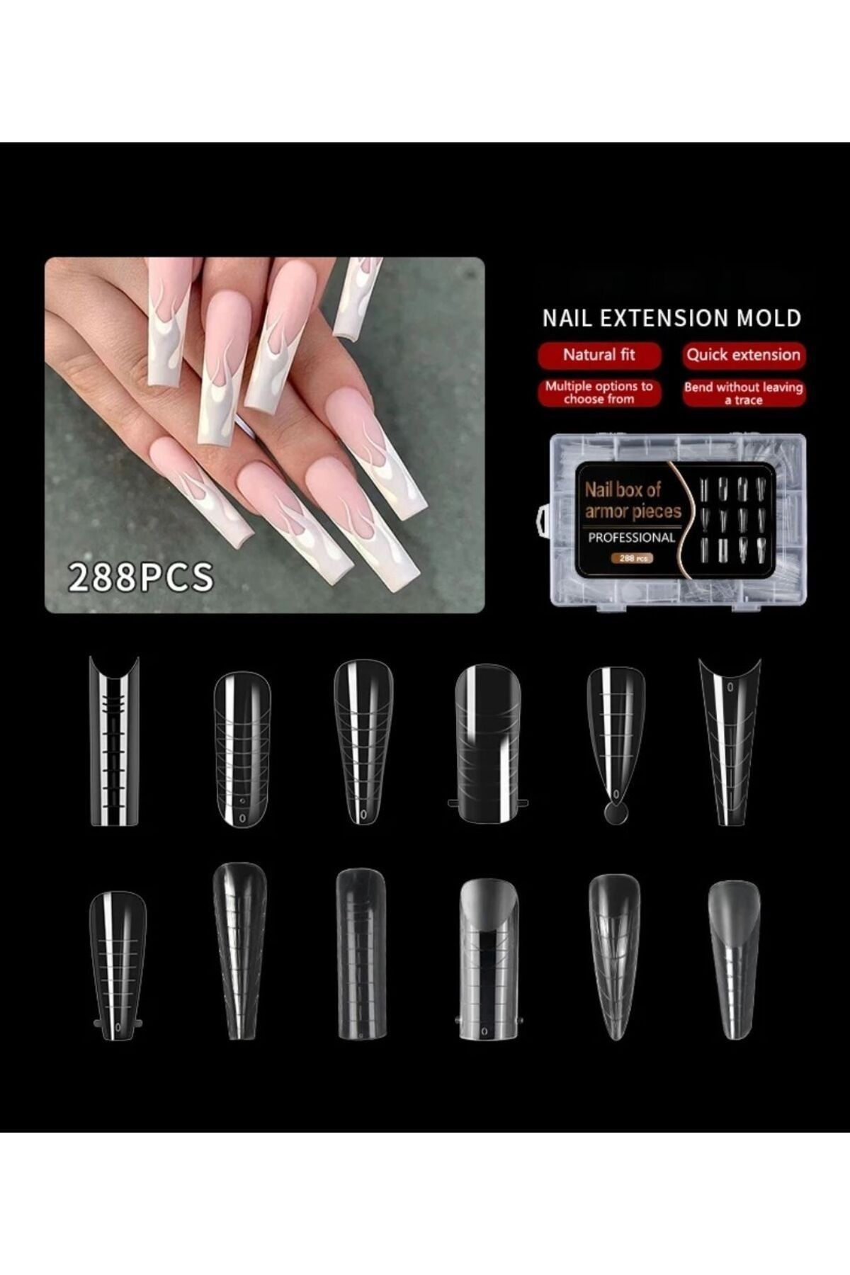 BİYUTREND 12 Farklı Protez Tipsi, 288 Adet Protez Tırnak Tipsi, Üst ...