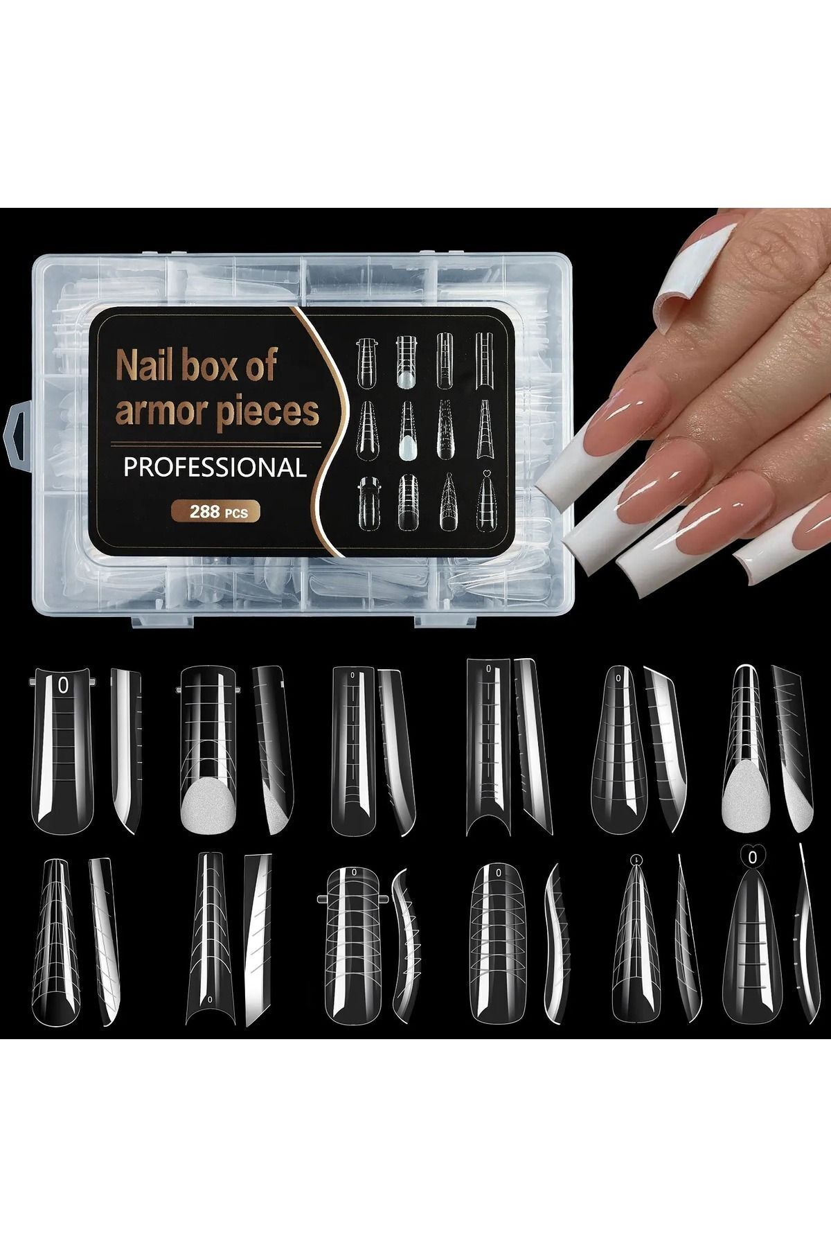 BİYUTREND 12 Farklı Protez Tipsi, 288 Adet Protez Tırnak Tipsi, Üst ...