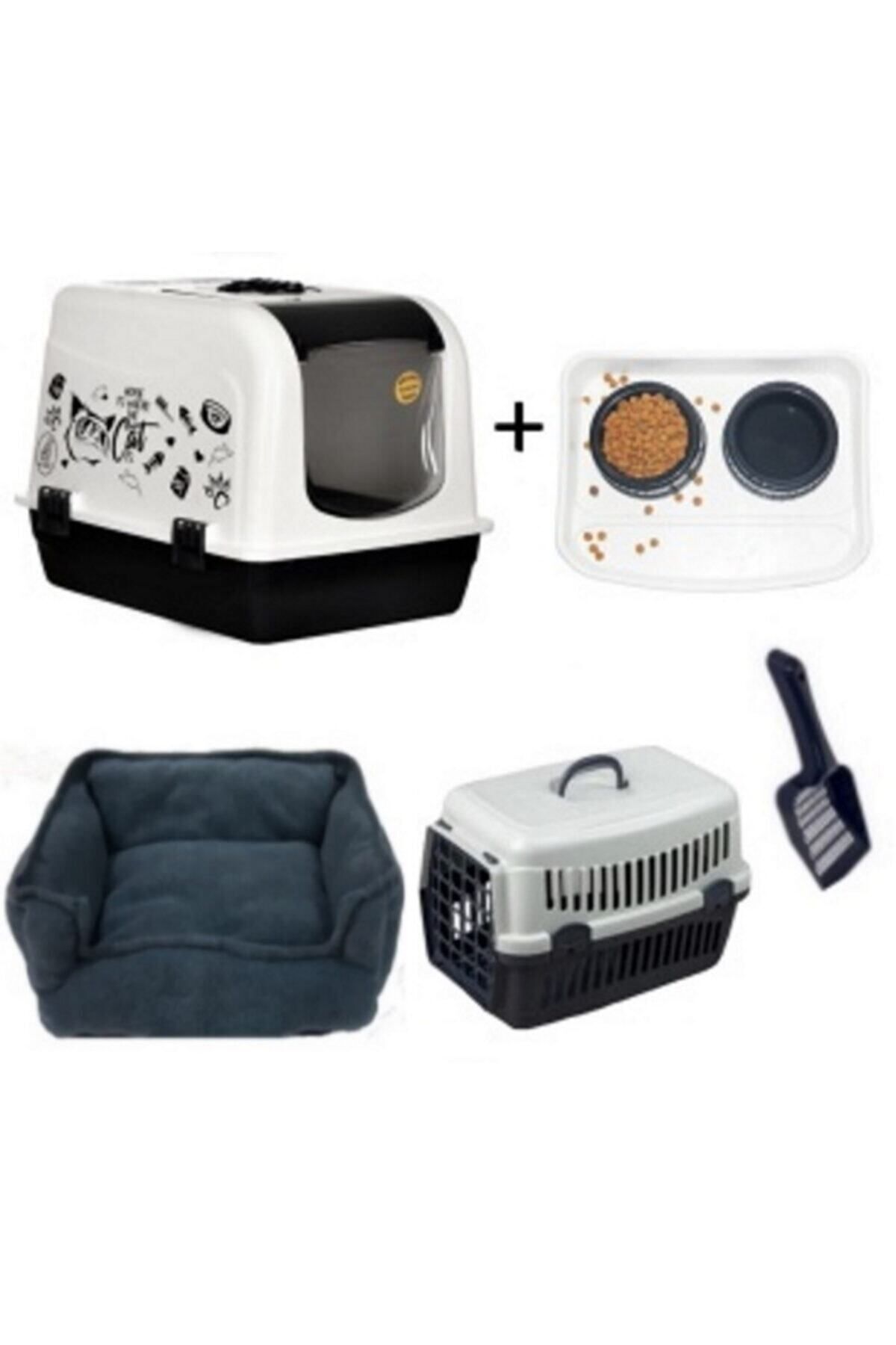 oceanking Maxi Kedi Tuvalet Kabı (dikdörtgen Yatak Taşıma Kabı Ve Mama ...