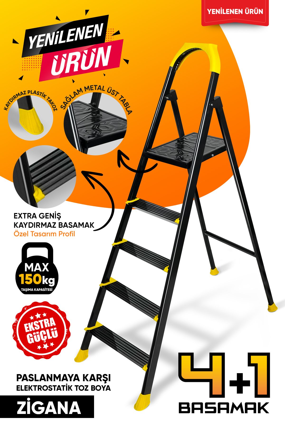 ZE Zigana Ev Gereçleri Hardy 4+1 Basamaklı Özel Tasarım Hafif Merdiven ...