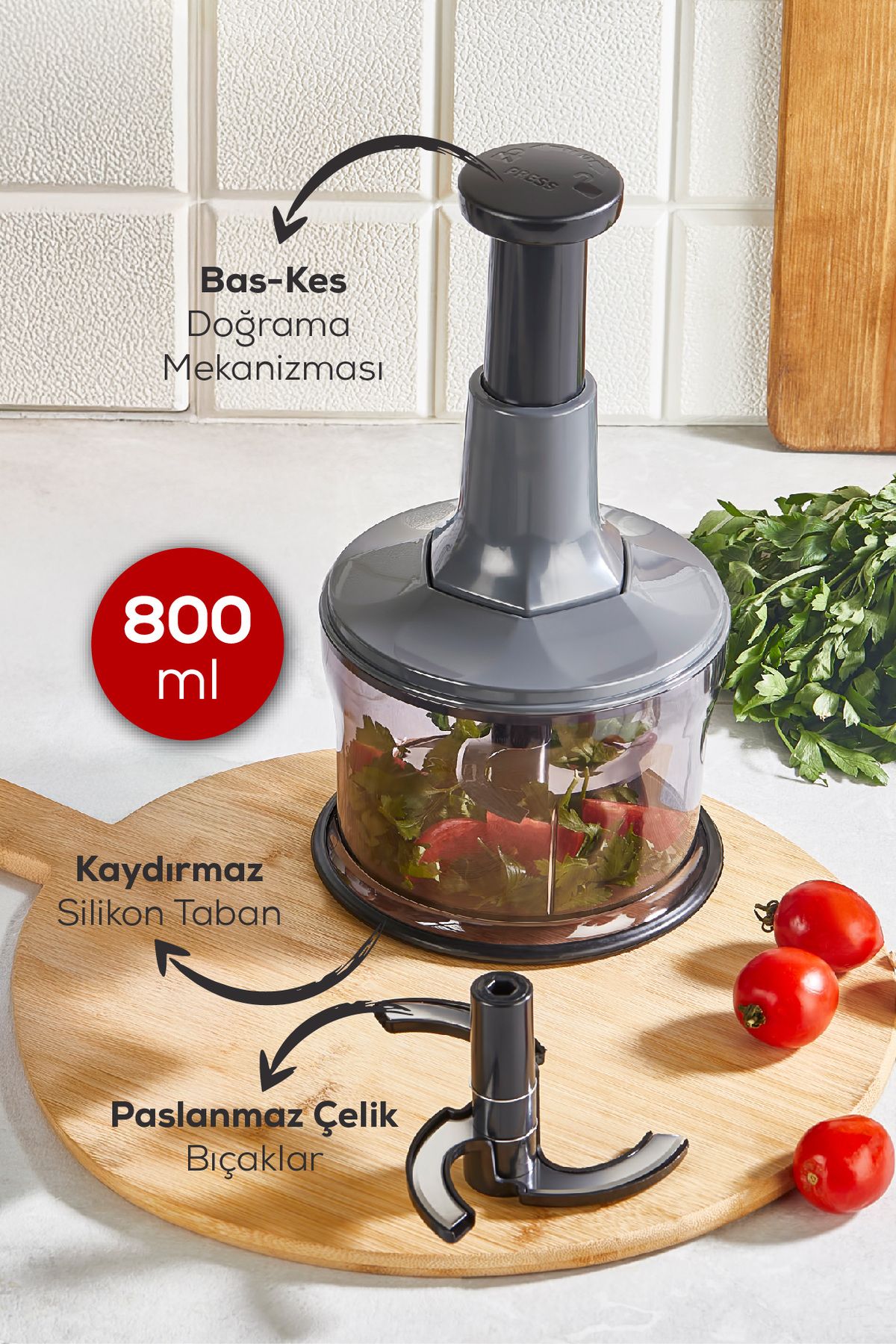 Vienev 800 ml Paslanmaz Çelik Bıçaklı Bas-kes Pratik El Rondosu Fiyatı ...