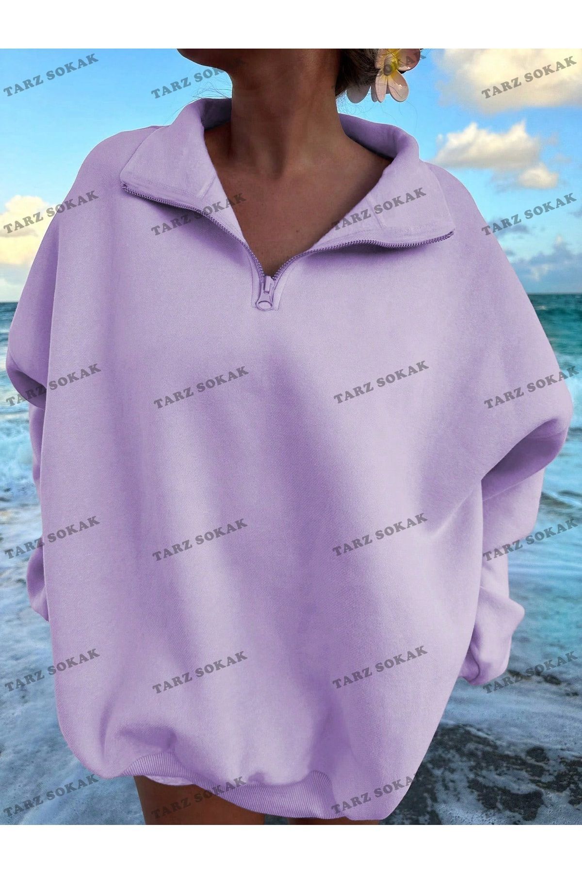 Drippy Y2K Yarım Fermuarlı Bay Sweatshirt KOD1390 - Fiyatı, Yorumları