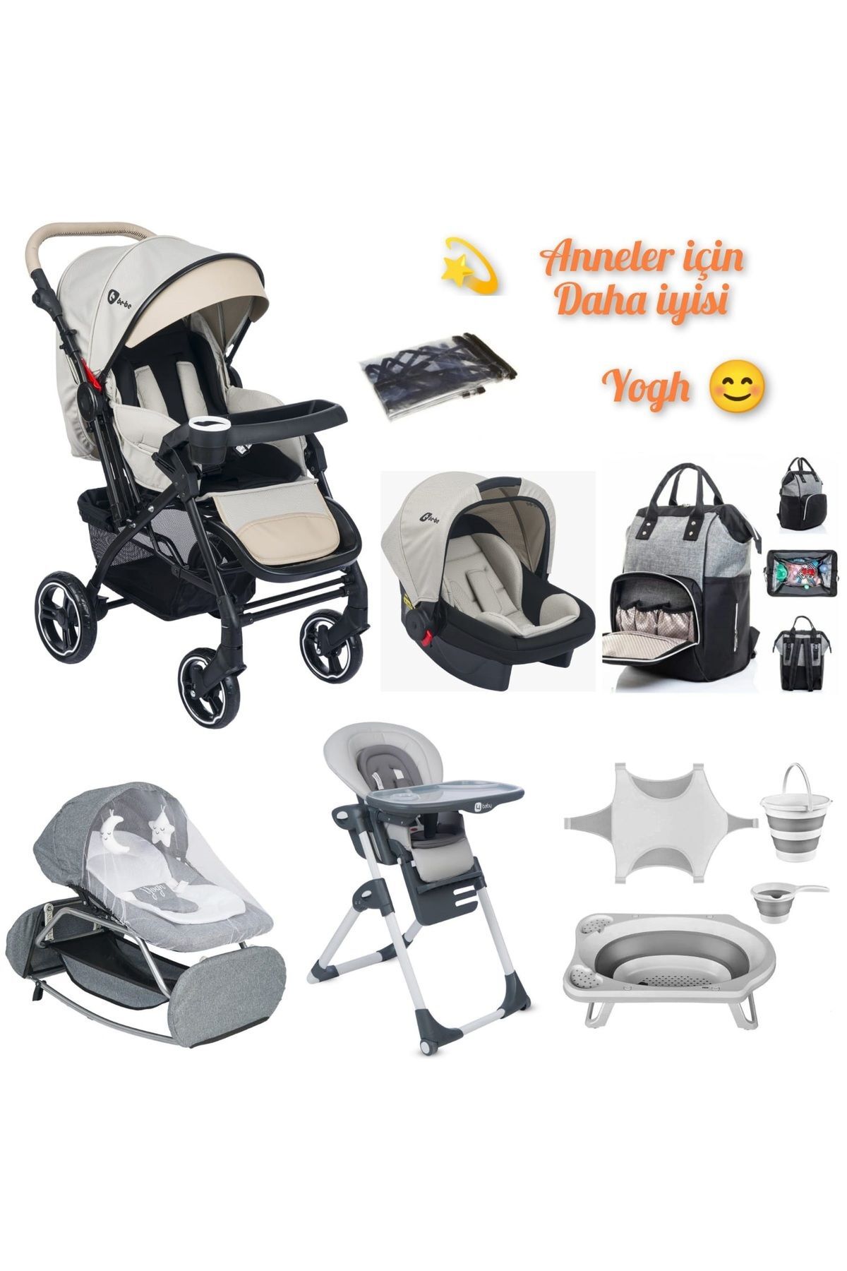 4KİDS Yeni Doğan Bebek çeyiz Seti Bebek Arabası Puset Lüx Mama ...