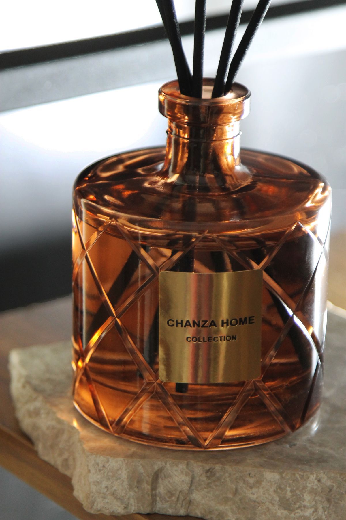 CHANZA HOME Powder Pleasure Büyük Boy Amber Rengi El Yapımı Kristal ...