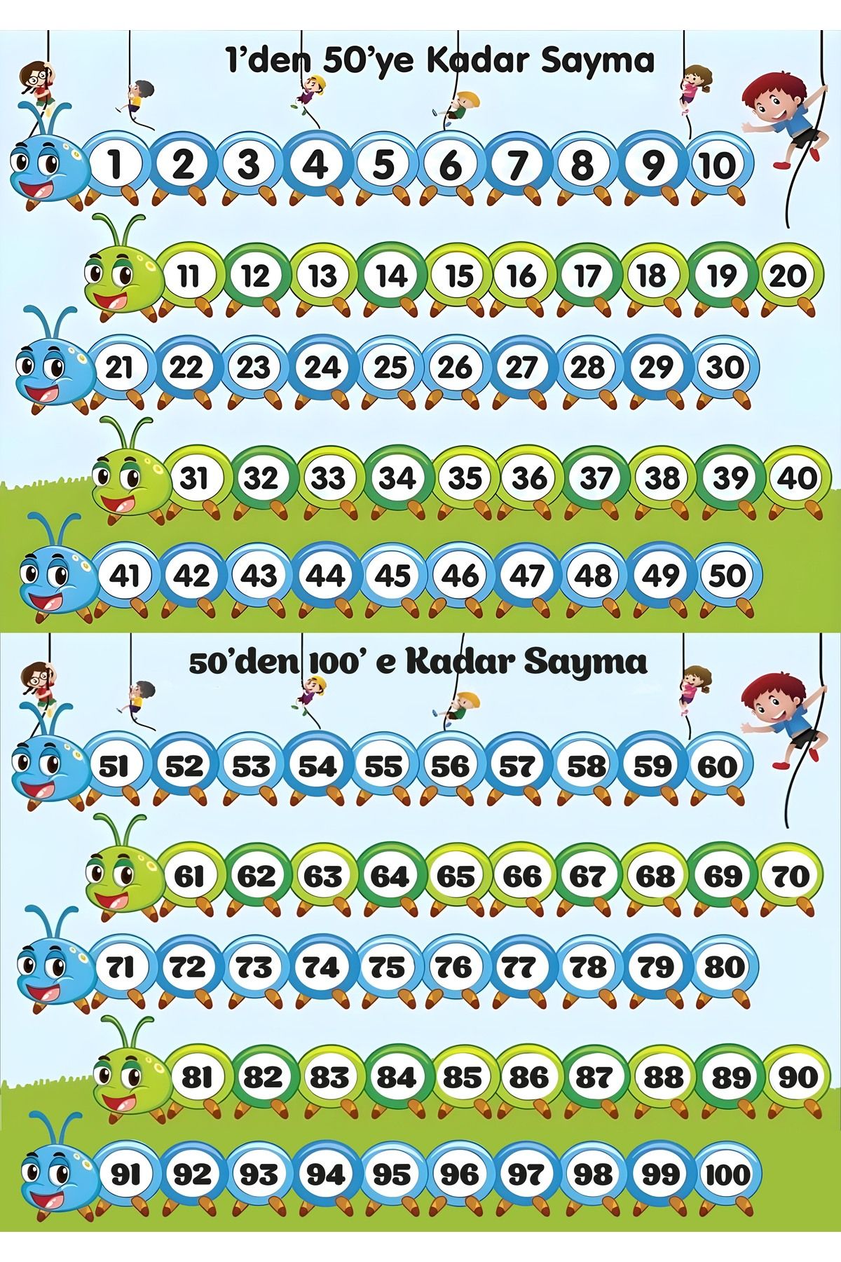 Live DijitaL 1 den 100 e kadar Ritmik Sayma Tırtıl 70x100 cm - Fiyatı ...