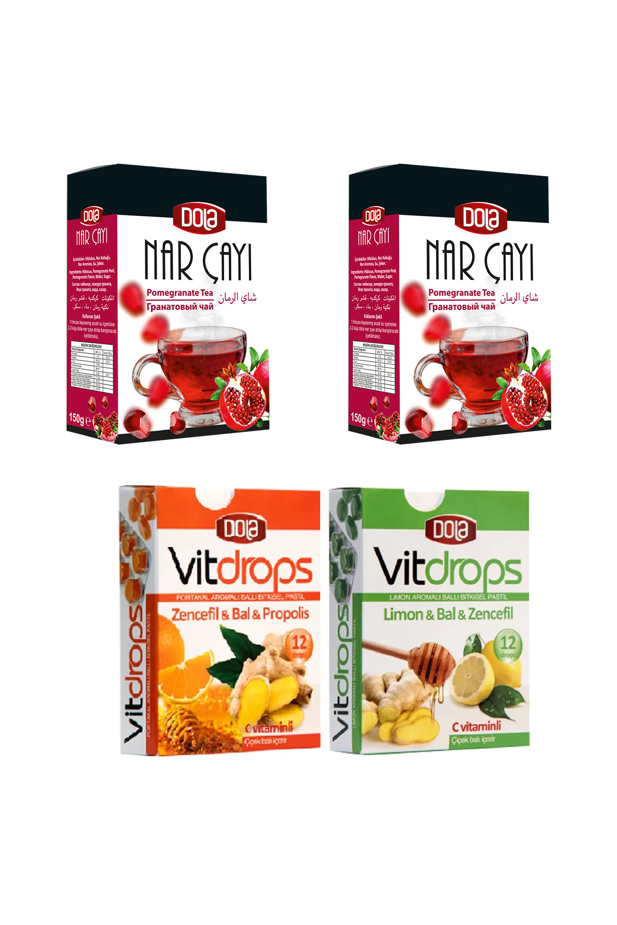 Dola Vitdrops Boğaz Pastili & Nar Çay Paketi 4'lü Set - Fiyatı, Yorumları