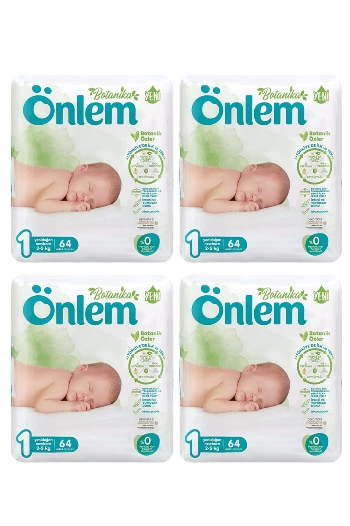 ÖNLEM Botanika 1 Beden Bebek Bezi Yenidoğan Newborn 64 Lü x 4 Adet ...