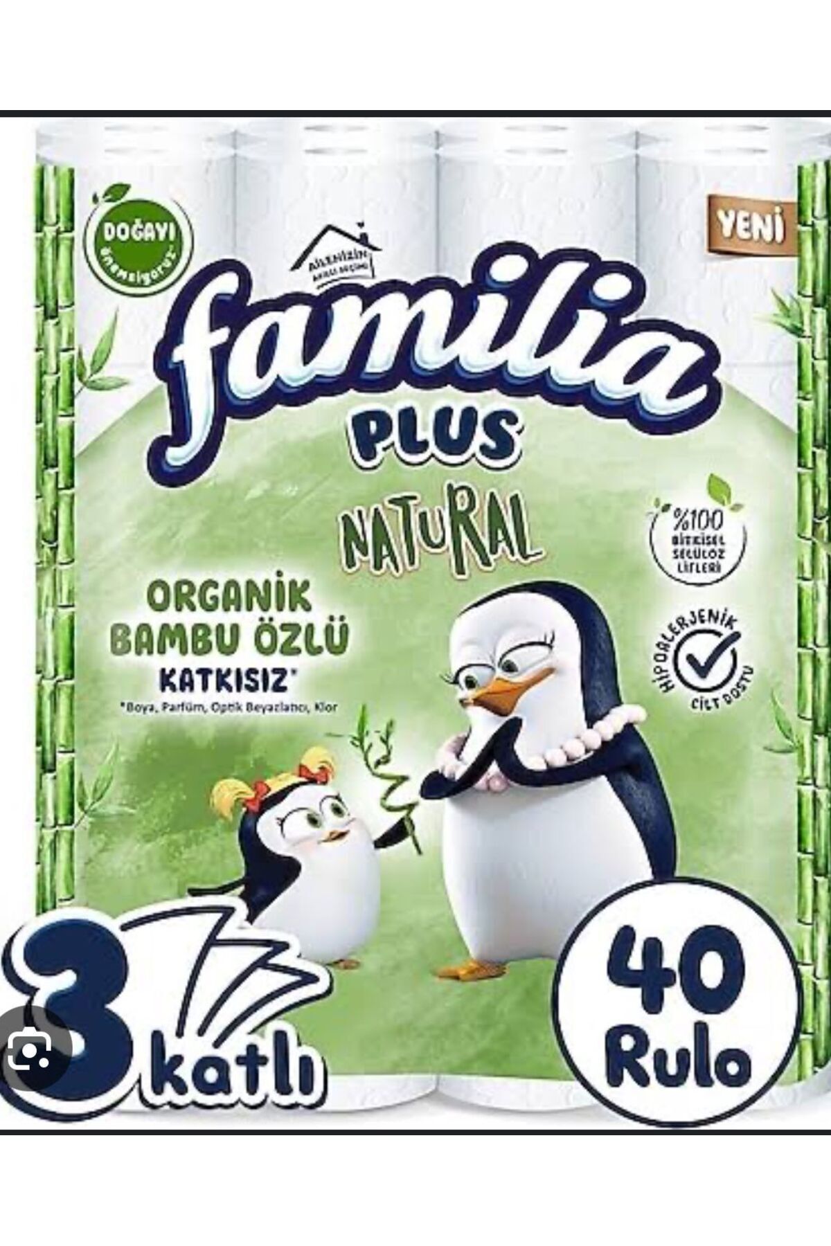 Familia Plus Natural Organik Bambu Özlü 40'lı Tuvalet Kağıdı 1 Koli 120 ...