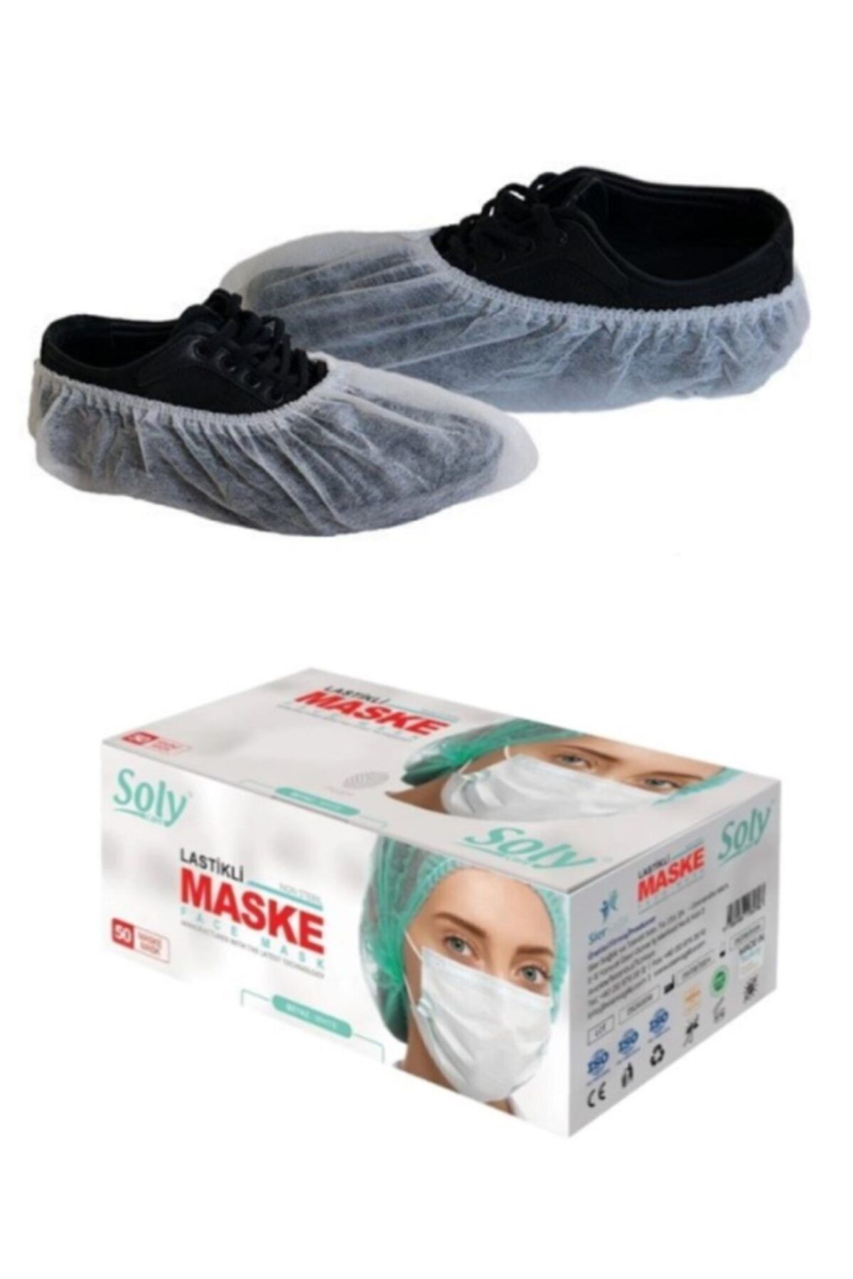 SOLY CARE Tela Galoshes White Nonwoven 1000 Pieces + 3 Layer Meltblown ...