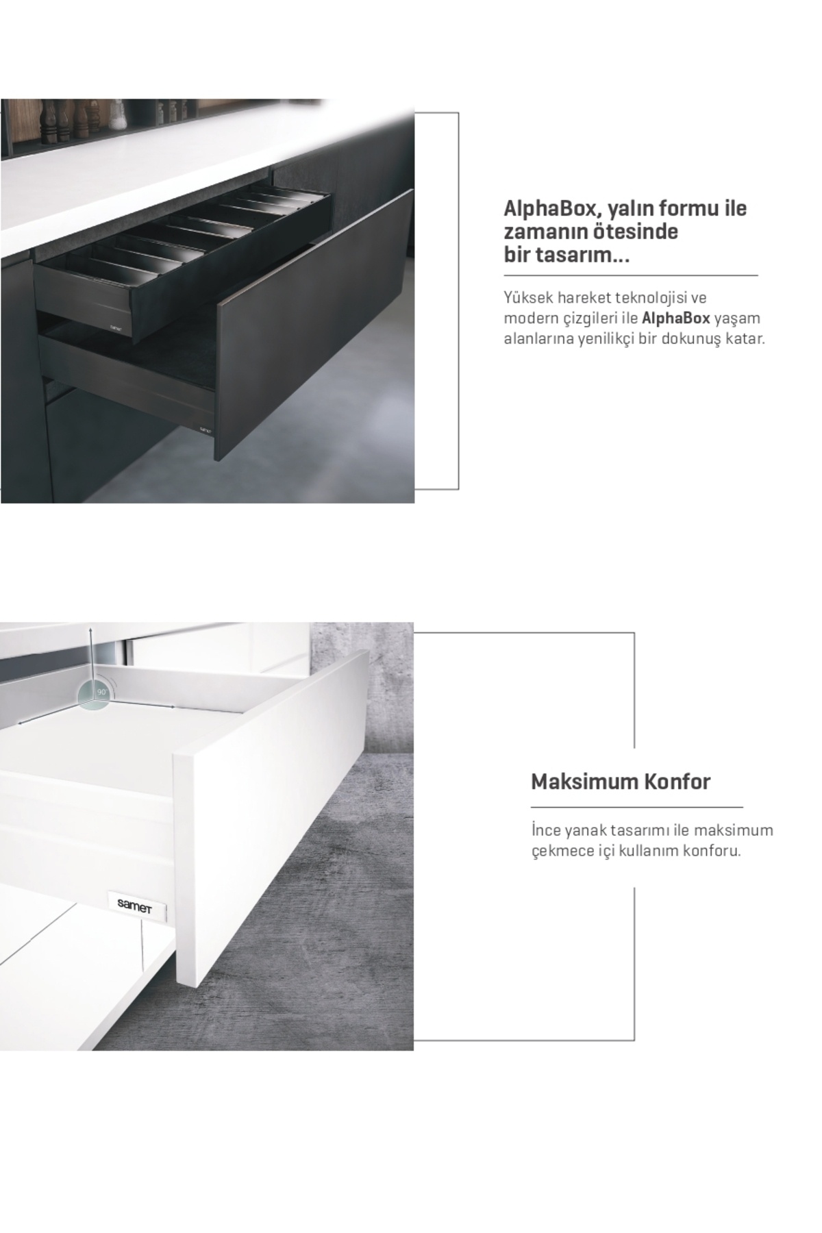 Decormet SAMET ALPHABOX ÇEKMECE RAYI 450 MM GRİ - Fiyatı, Yorumları