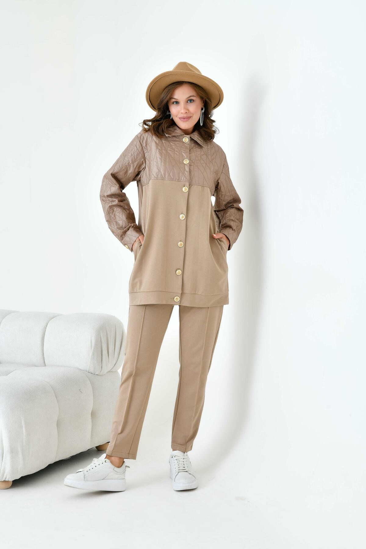 FTZ WOMEN Ftz Kadın Capitone Takım Beige 30909 Fiyatı, Yorumları - Trendyol