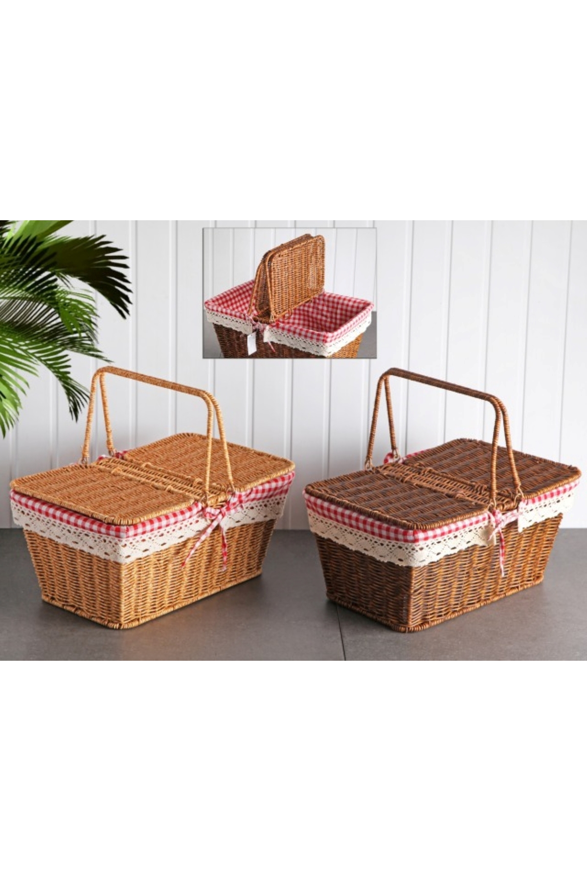 Mabeyn Plastik Hasır Sepet 41X31.5X18cm Piknik Sepeti Çok Amaçlı Sepet ...