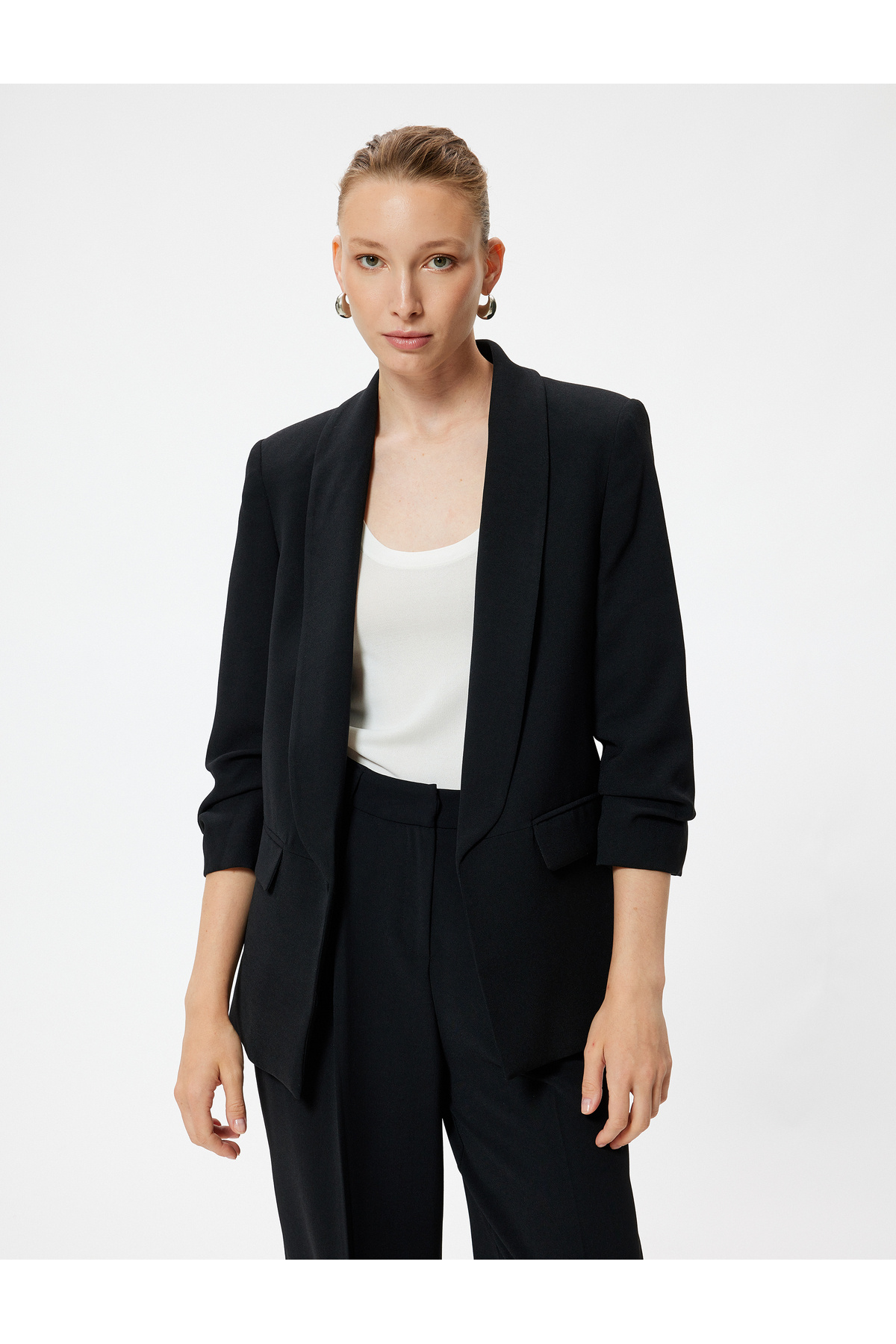 Koton Kapaklı Cep Detaylı 3/4 Kol Kruvaze Blazer Ceket - Fiyatı, Yorumları