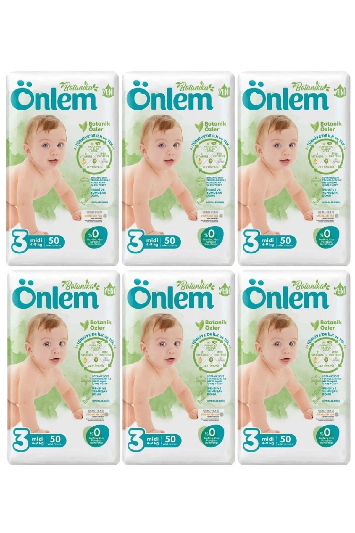 ÖNLEM Botanika 3 Beden Bebek Bezi Ikili Jumbo Midi 50 Li X 6 Adet ...