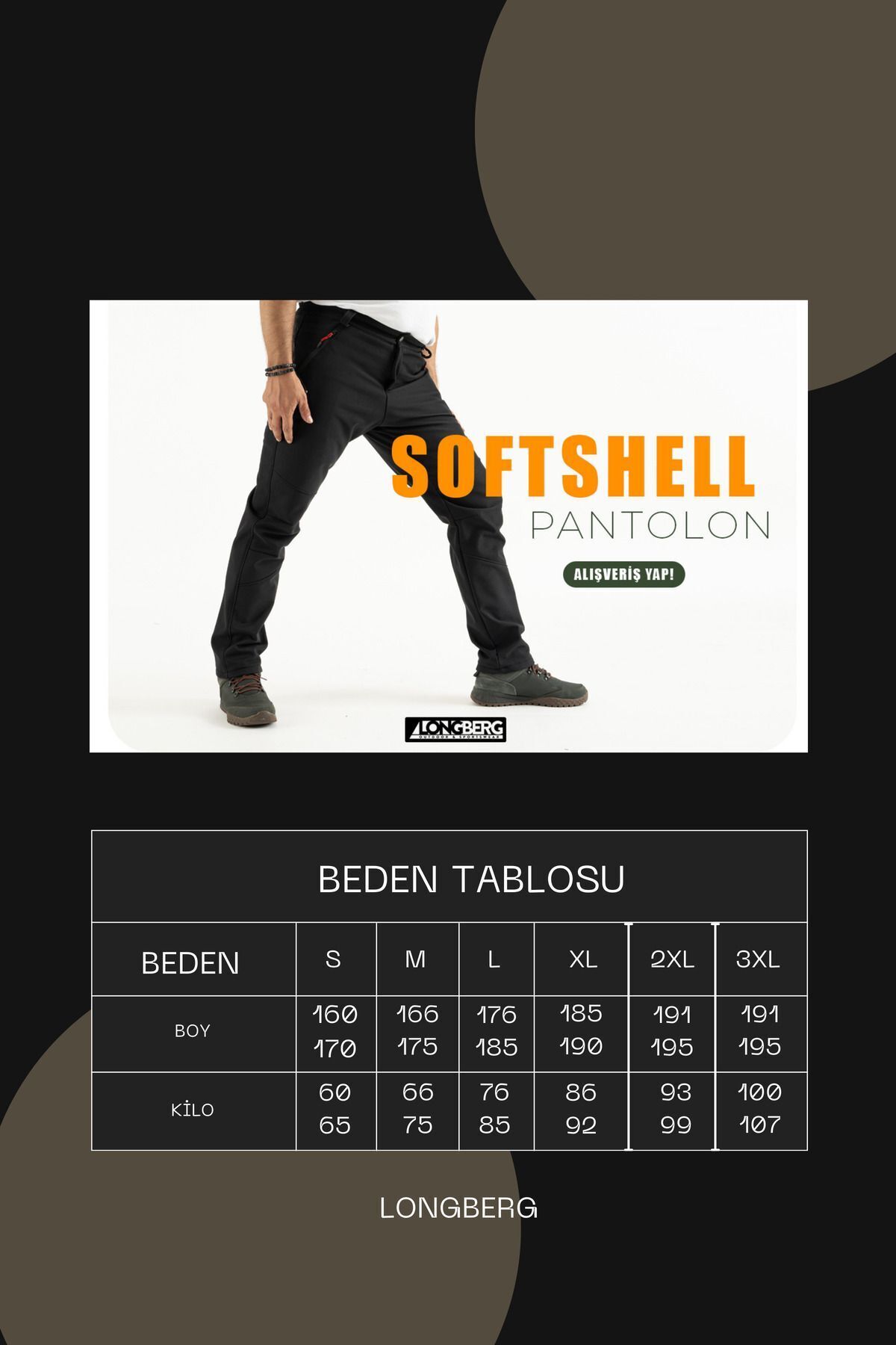 Longberg Erkek Kışlık Içi Polarlı Rüzgar Geçirmez Softshell Pantolon ...