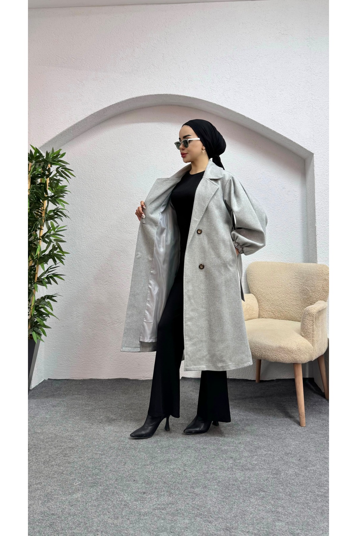 moda zeynaa Balon Kol Astarlı Kaşe Kaban Fiyatı, Yorumları - Trendyol