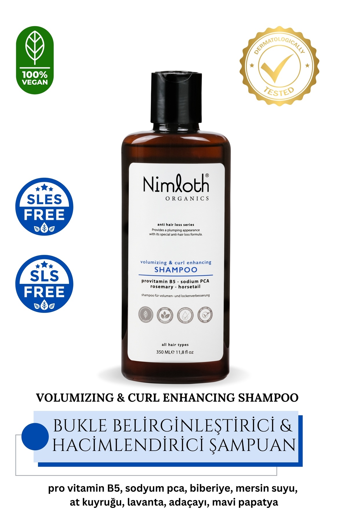 NIMLOTH ORGANICS Vegan Saç Dökülmesine Karşı Bukle Belirginleştirici Ve ...